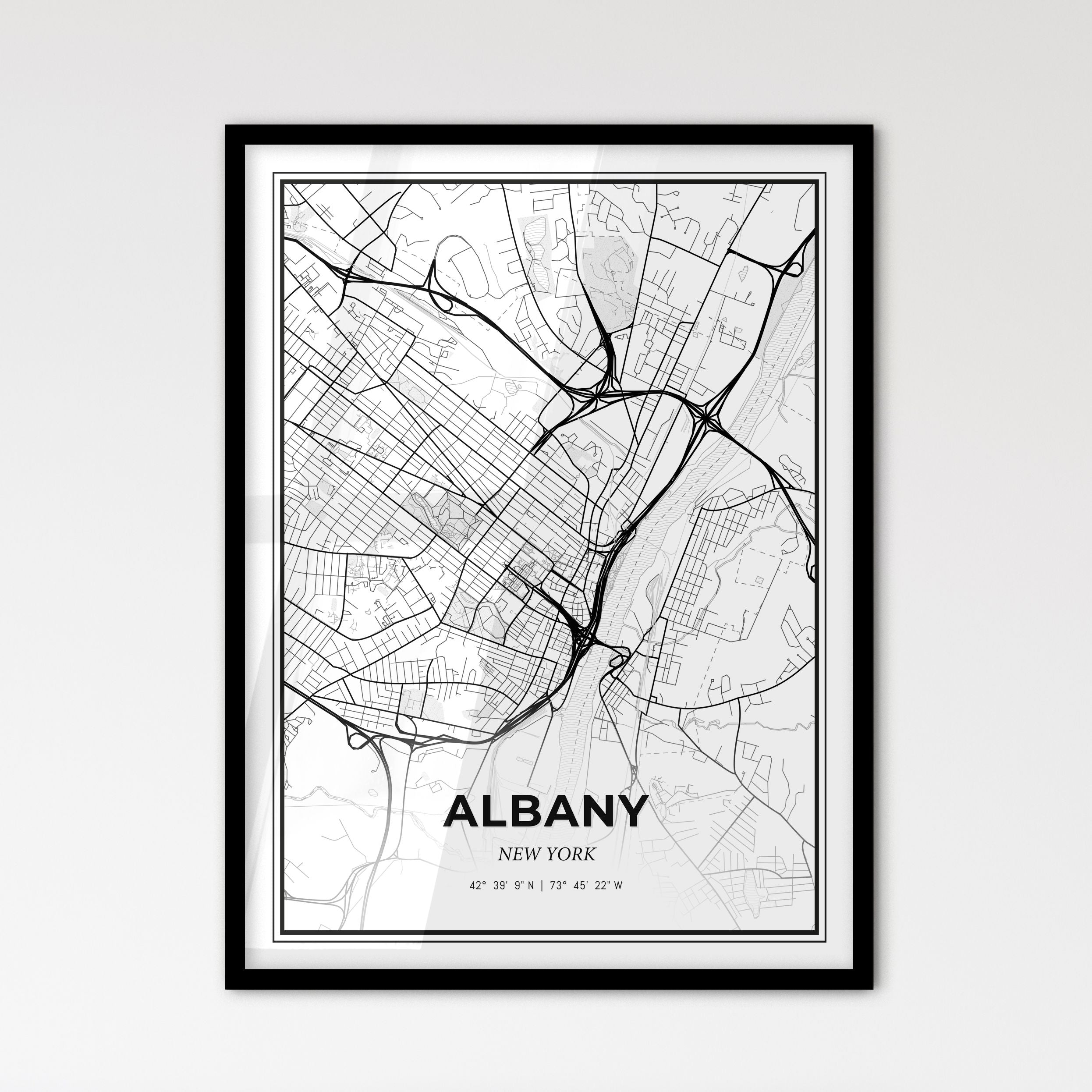Albany New York Map - Black and White Art Print – HEBSTREIT