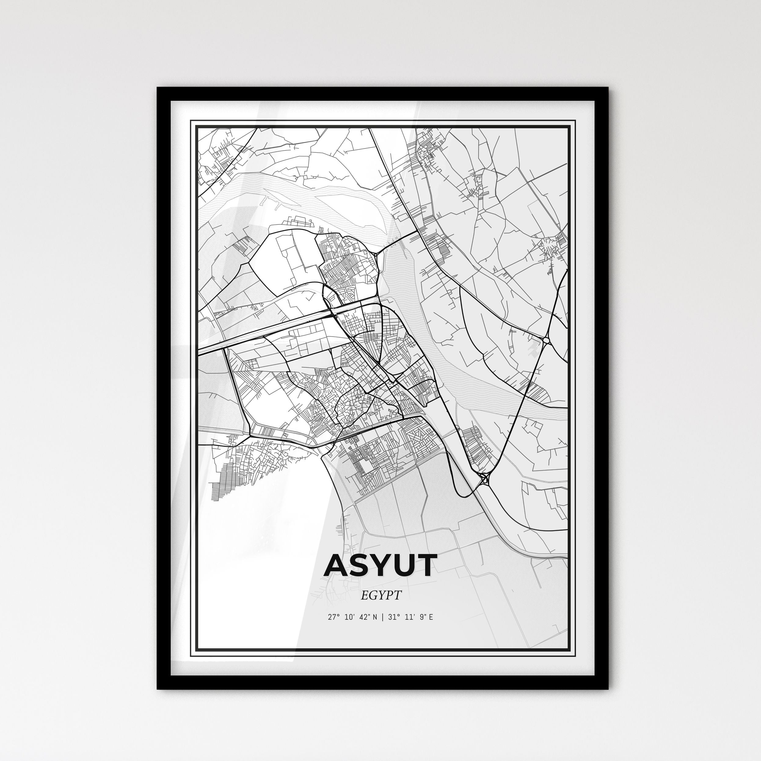 Asyut Egypt Scandinavian Style City Map – HEBSTREIT