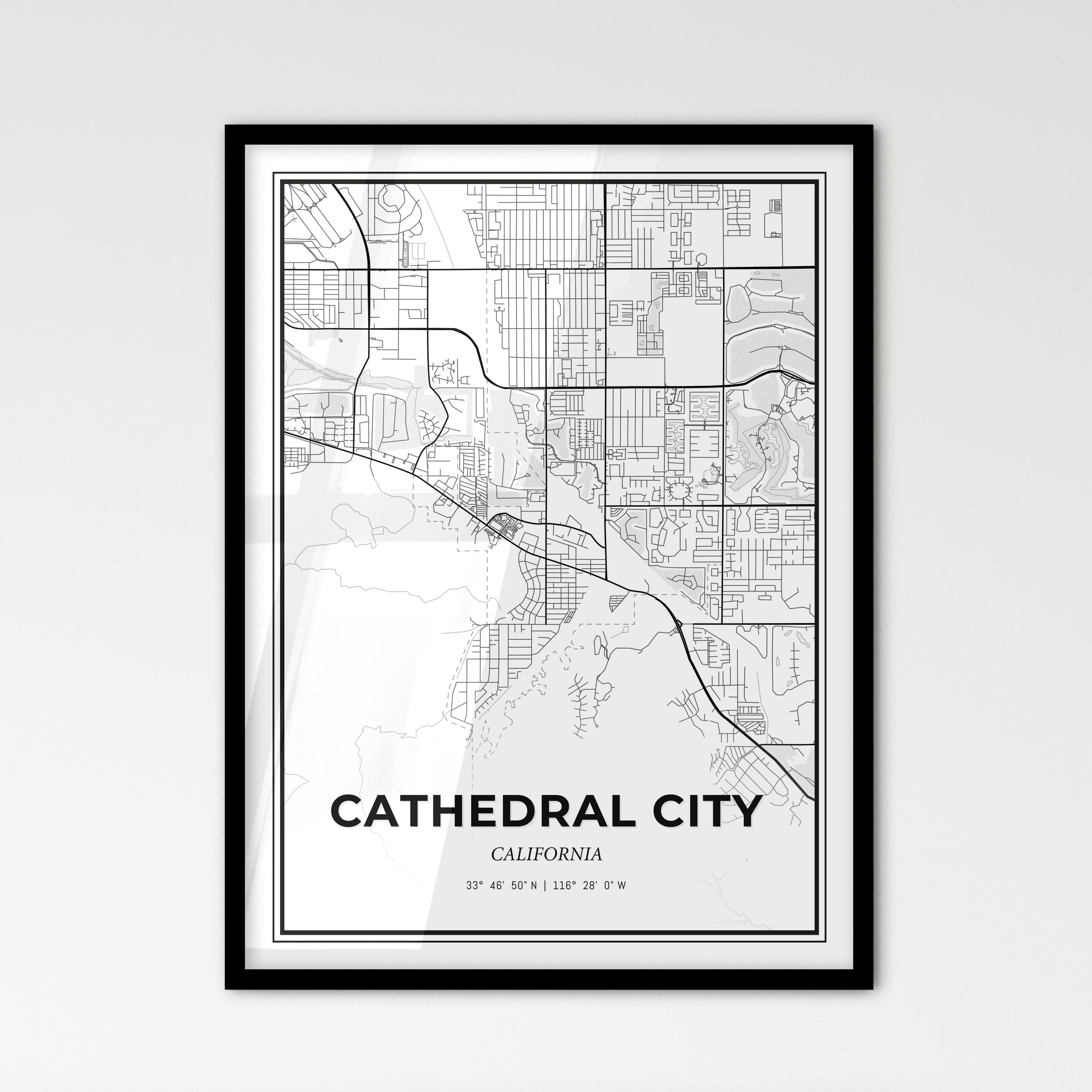 Cathedral City California Map - Black and White Art Print – HEBSTREIT