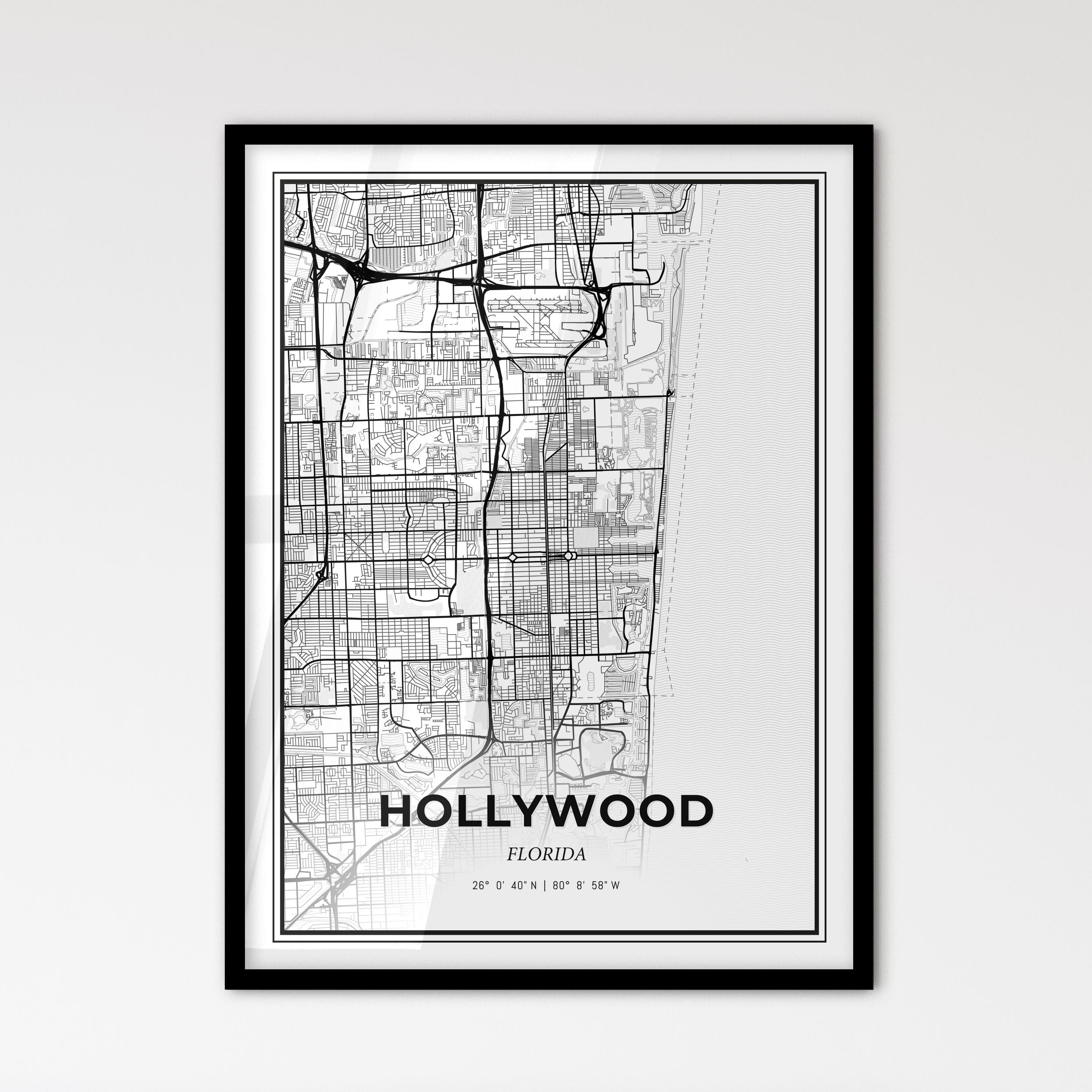 Hollywood Florida Scandinavian Style City Map – HEBSTREIT