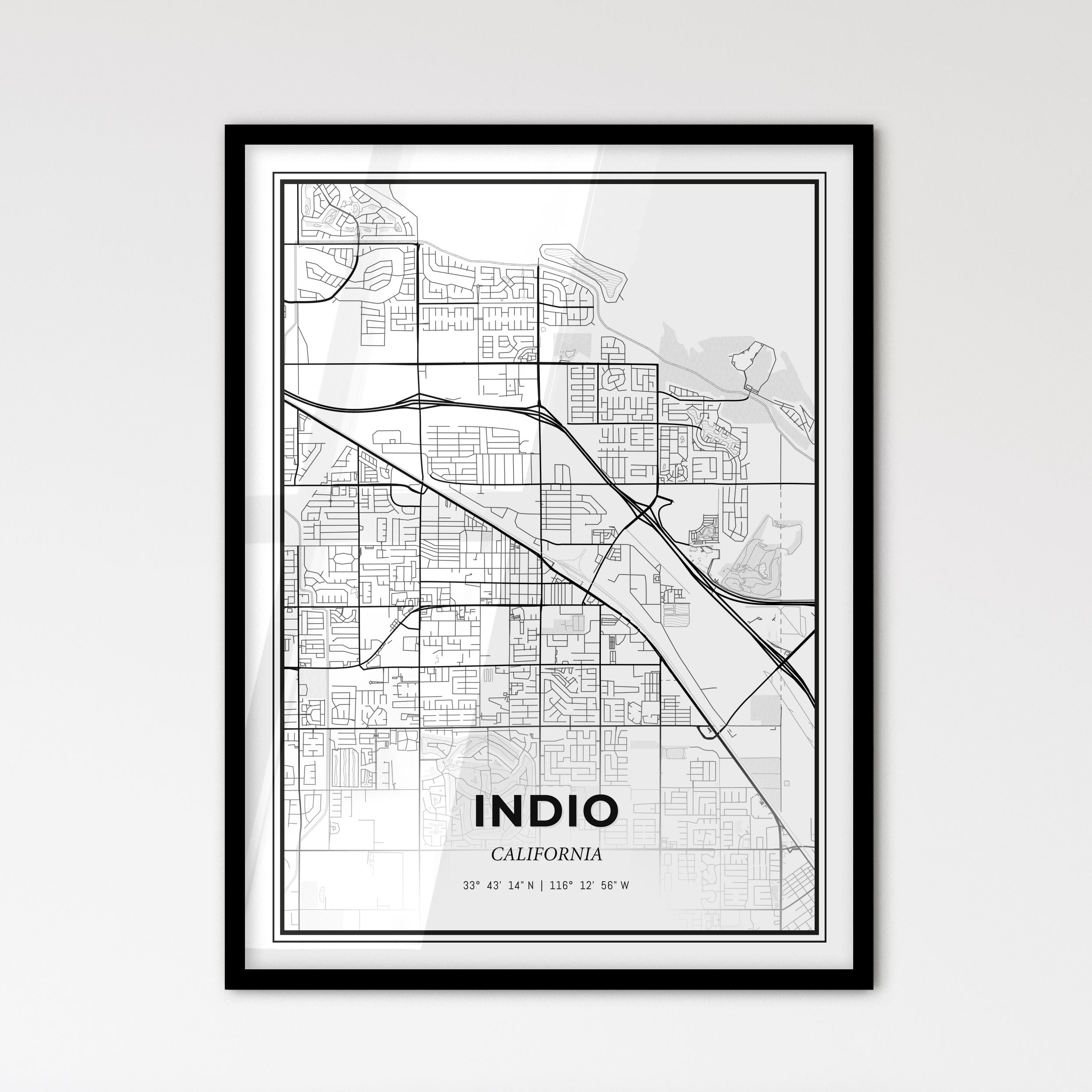 Indio California Scandinavian Style City Map – HEBSTREIT