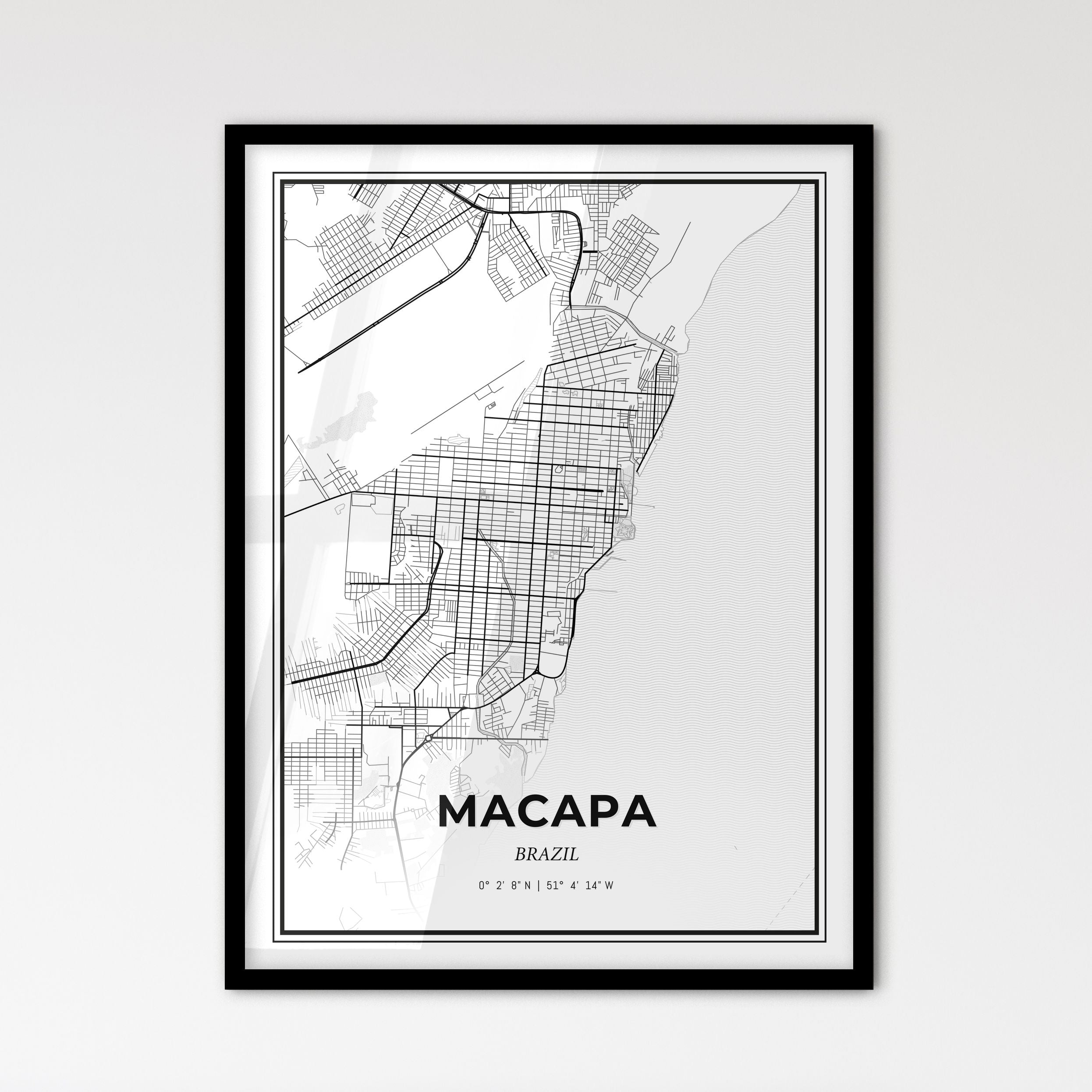 Macapa Brazil Map - Black and White Art Print – HEBSTREIT