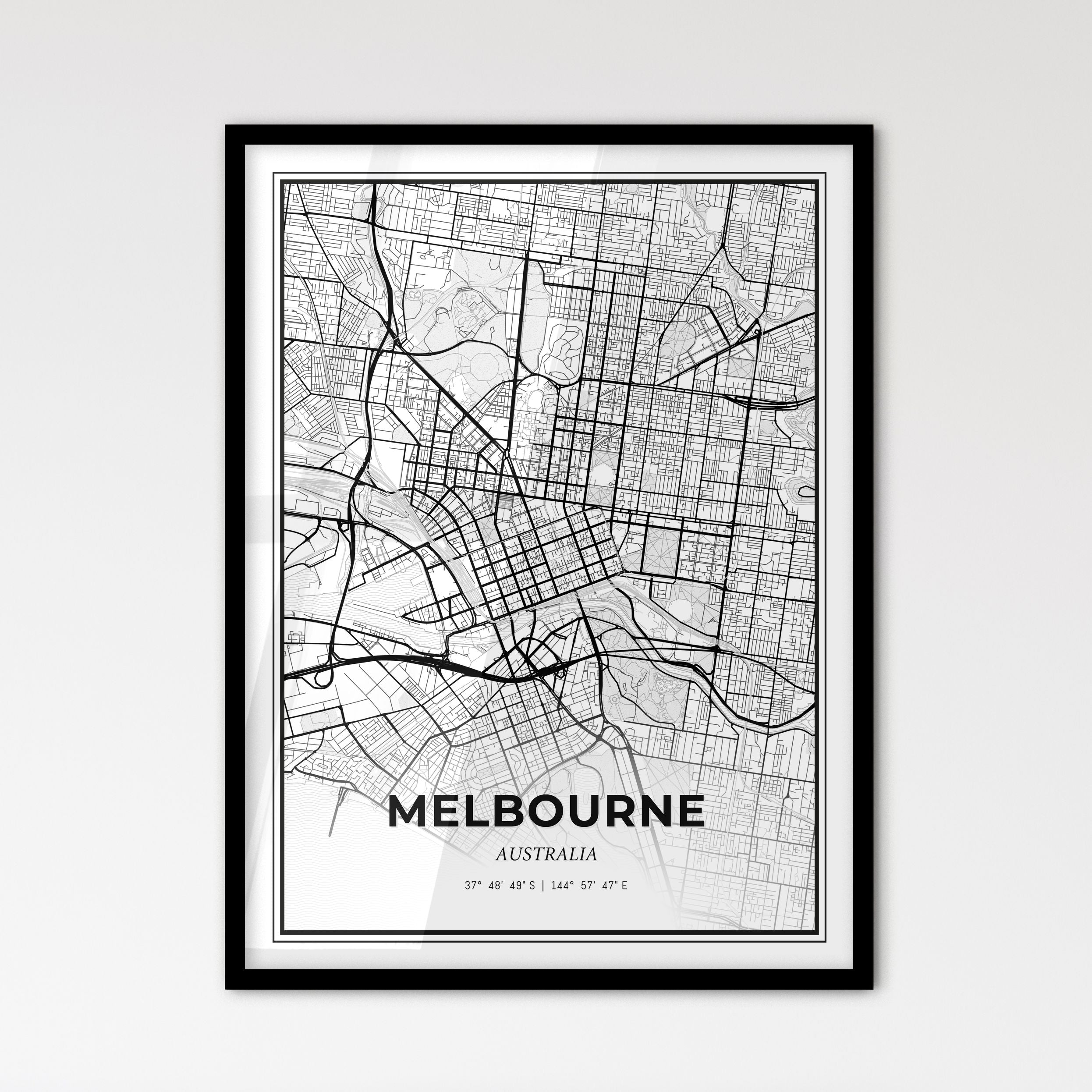 Melbourne Australia Map - Black and White Art Print – HEBSTREIT