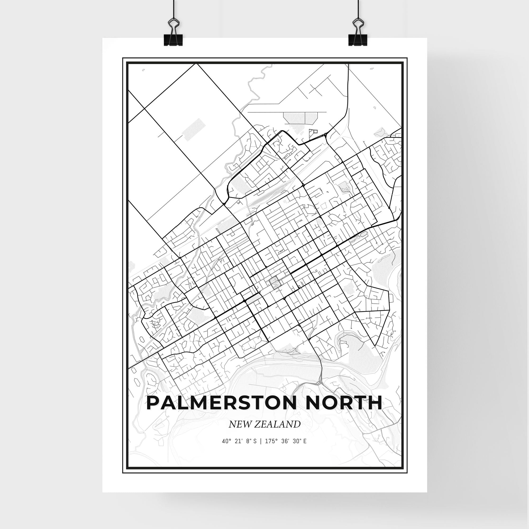 Palmerston North New Zealand Scandinavian Style City Map – HEBSTREIT