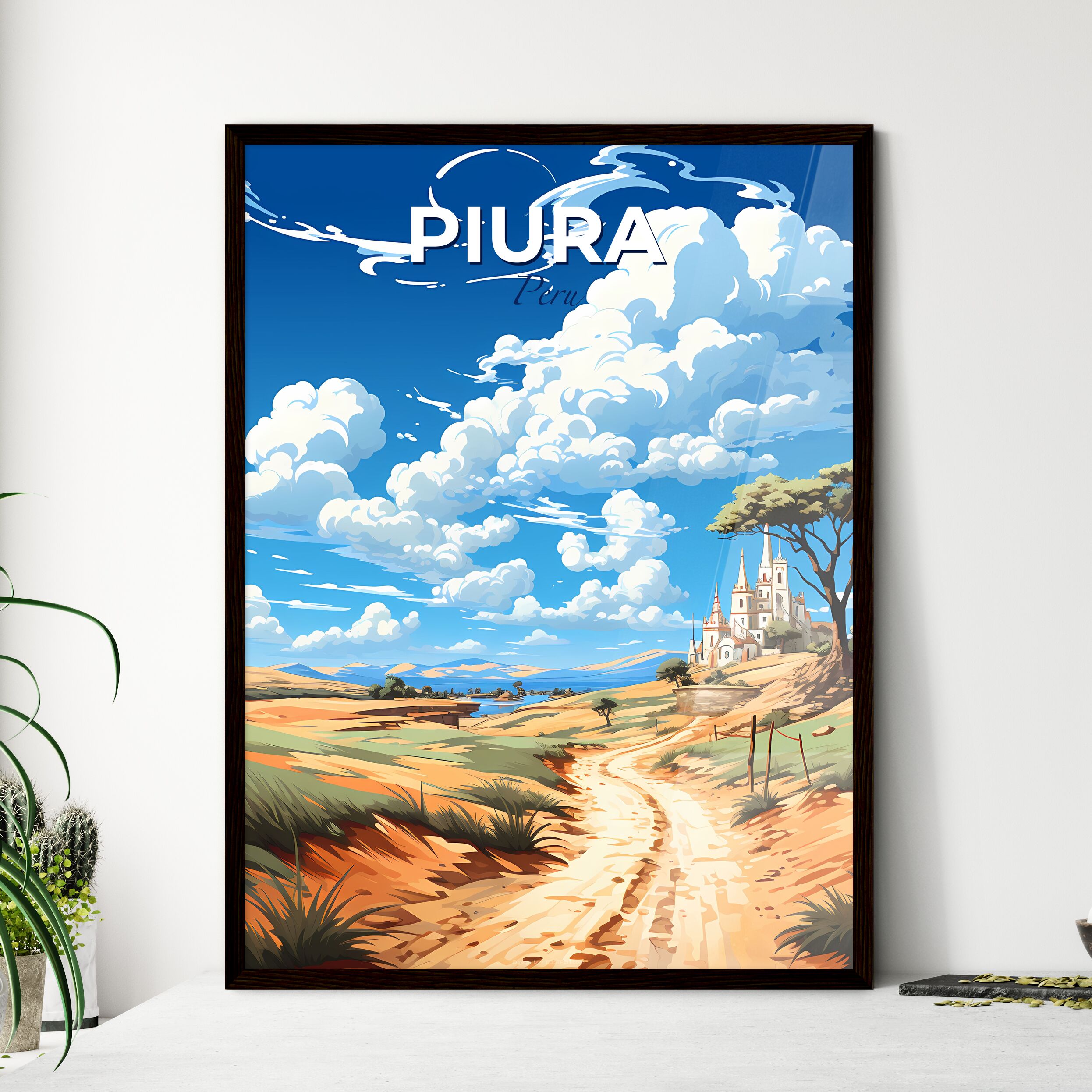Piura Peru Skyline - a landscape with a road and a castle | AI Art by HEBSTREIT