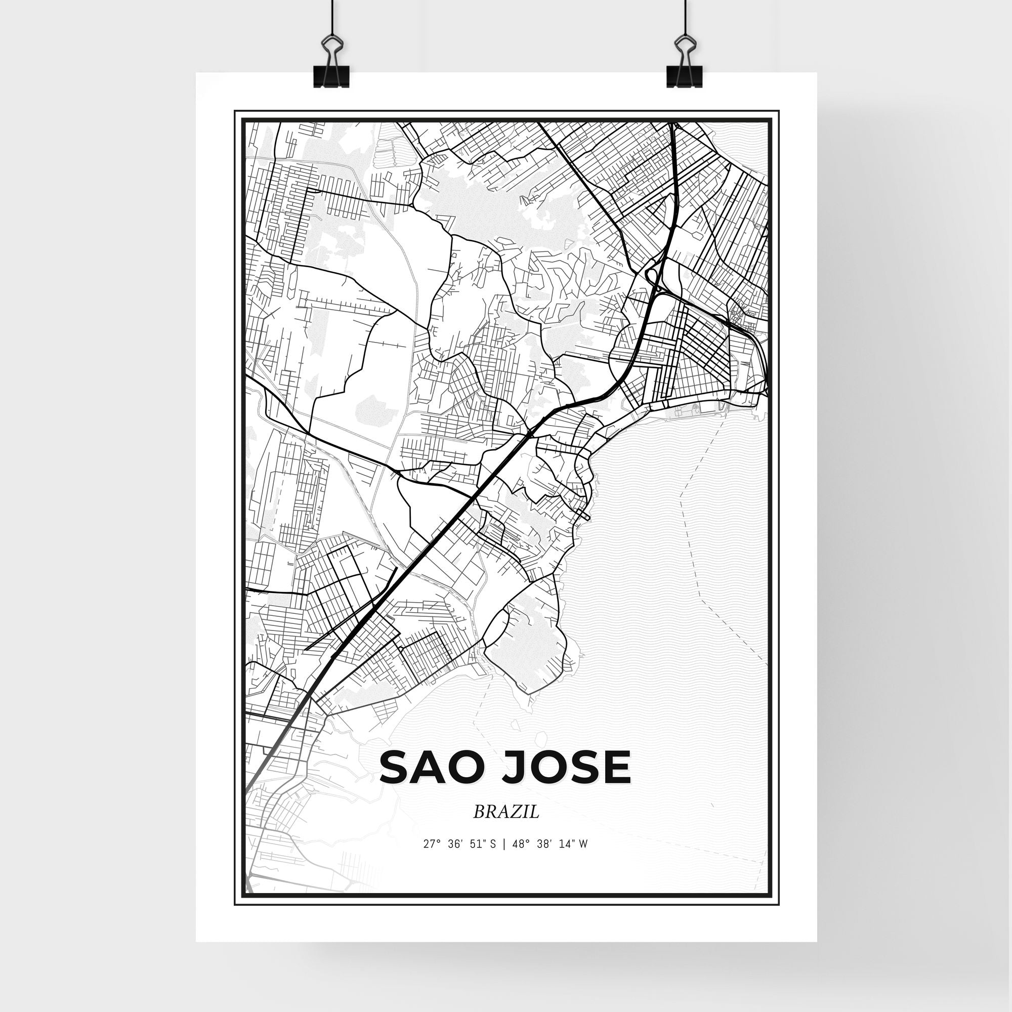 Sao Jose Brazil Scandinavian Style City Map – HEBSTREIT