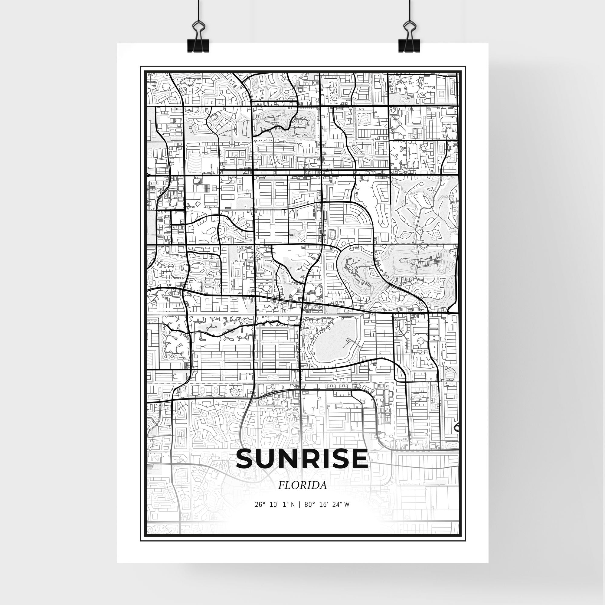 Sunrise Florida Scandinavian Style City Map – HEBSTREIT