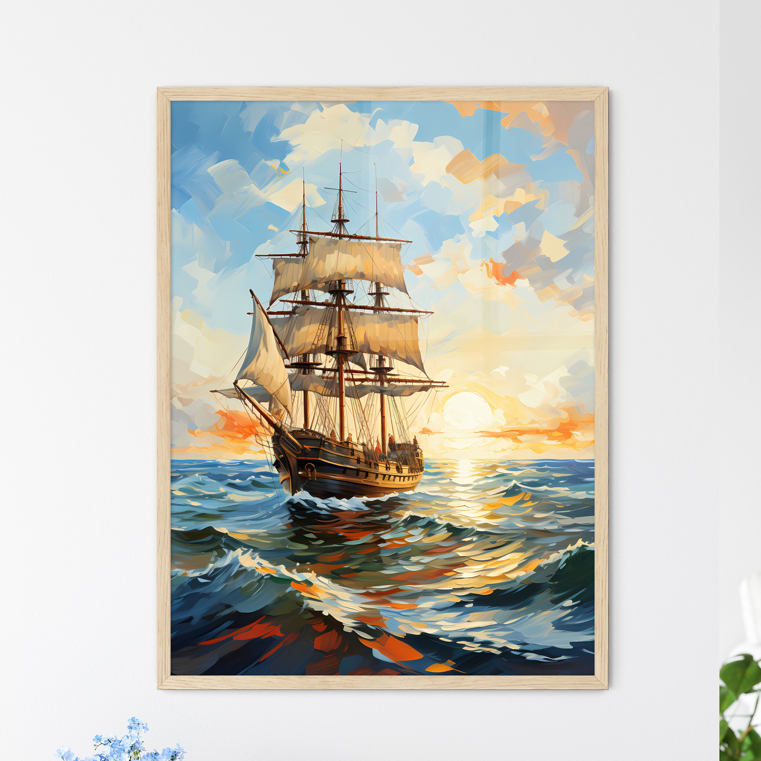 Santa Maria Nina And Pinta Of Christopher Columbus - A Painting Of A ...