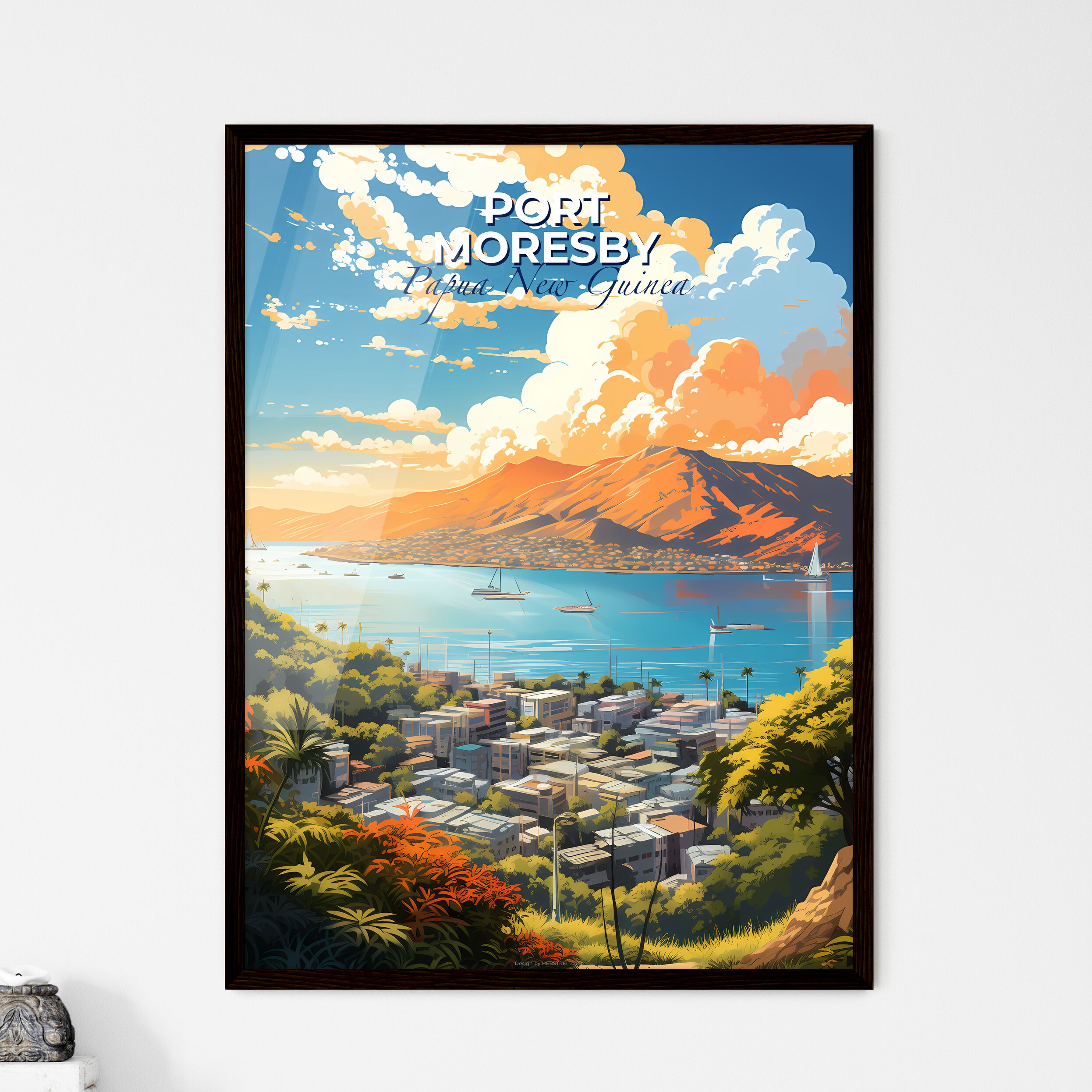 A Poster of Port Moresby Papua New Guinea Skyline - A City By The Water ...