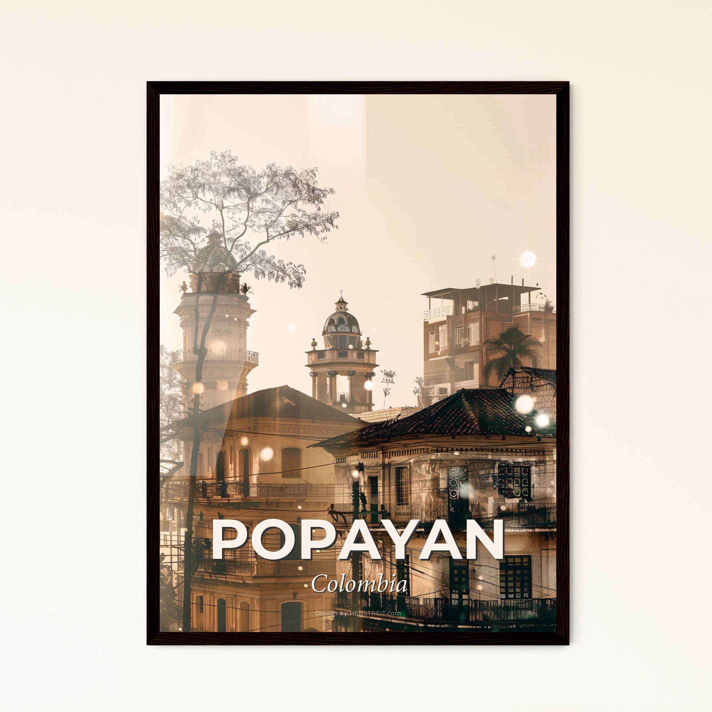 Popayan City Skyline Double Exposure Poster Art – HEBSTREIT