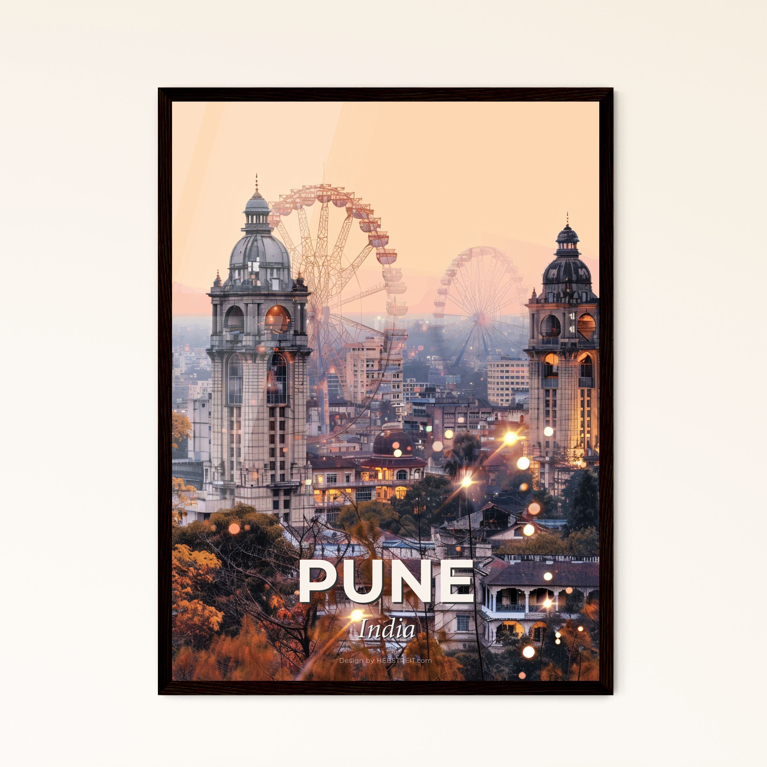 Pune Skyline Double Exposure Poster Art – HEBSTREIT