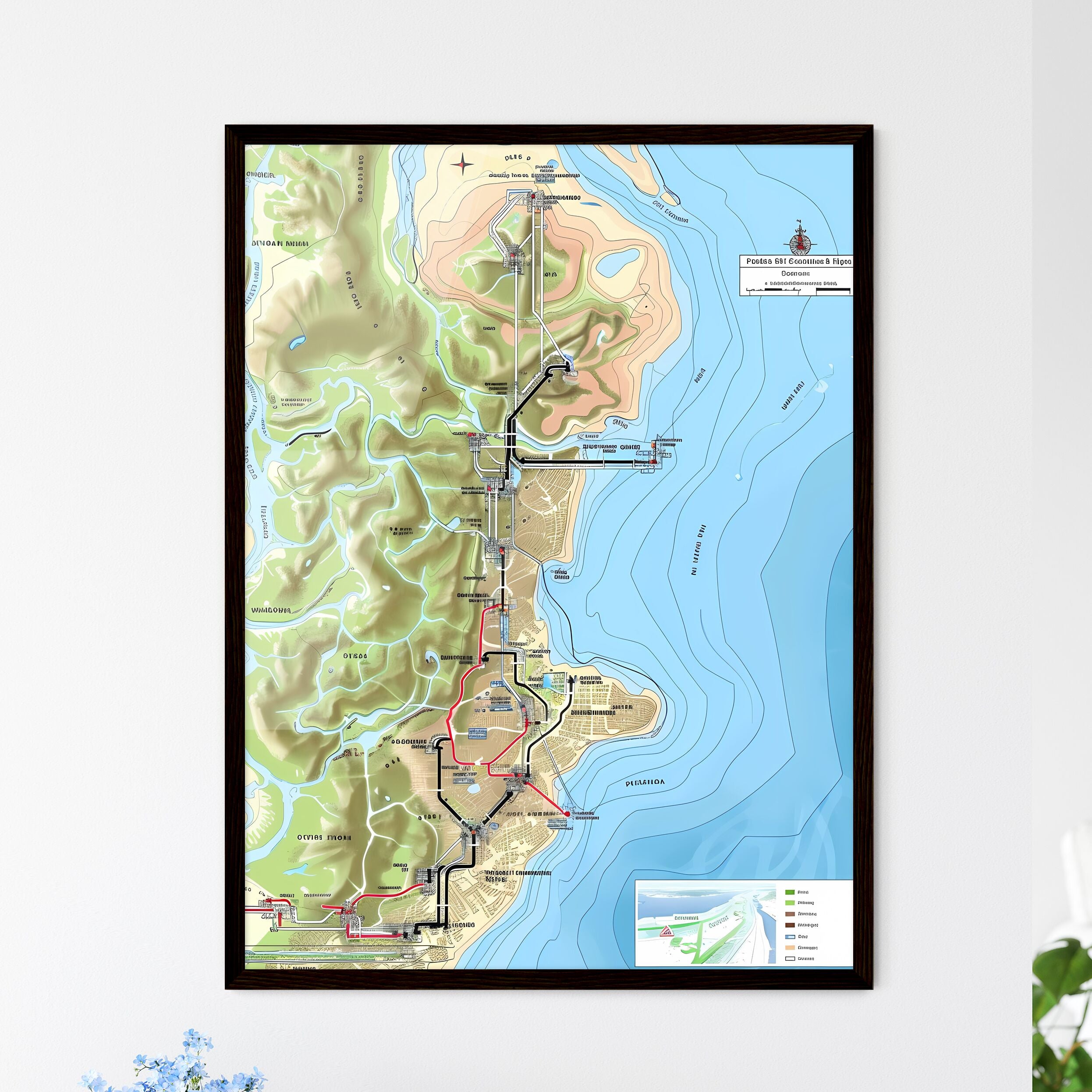 Abstract City Map with Gas Pipeline Network - Framed Art Print – HEBSTREIT