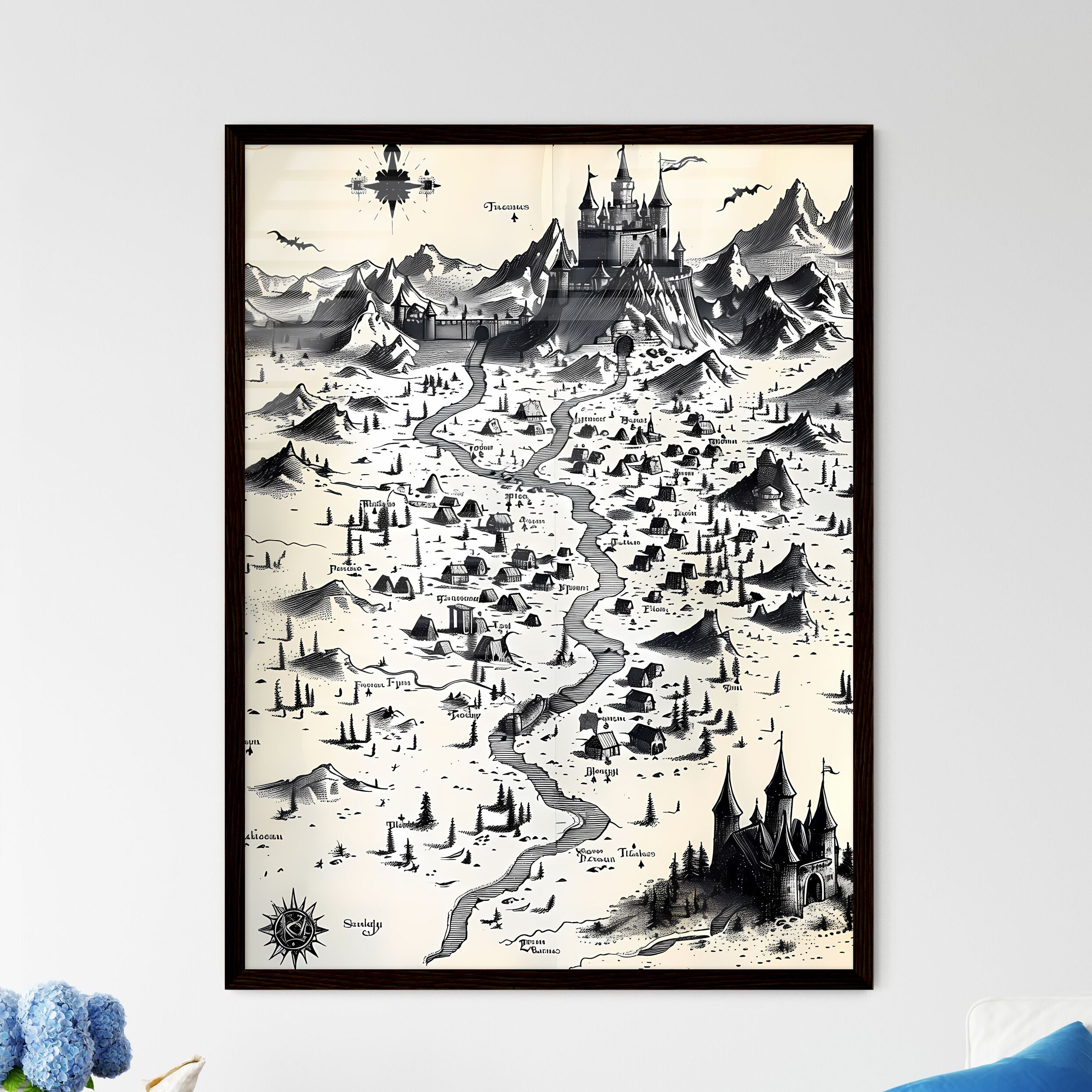 Map of the lands owned by an evil vampire - a map of a castle and ...