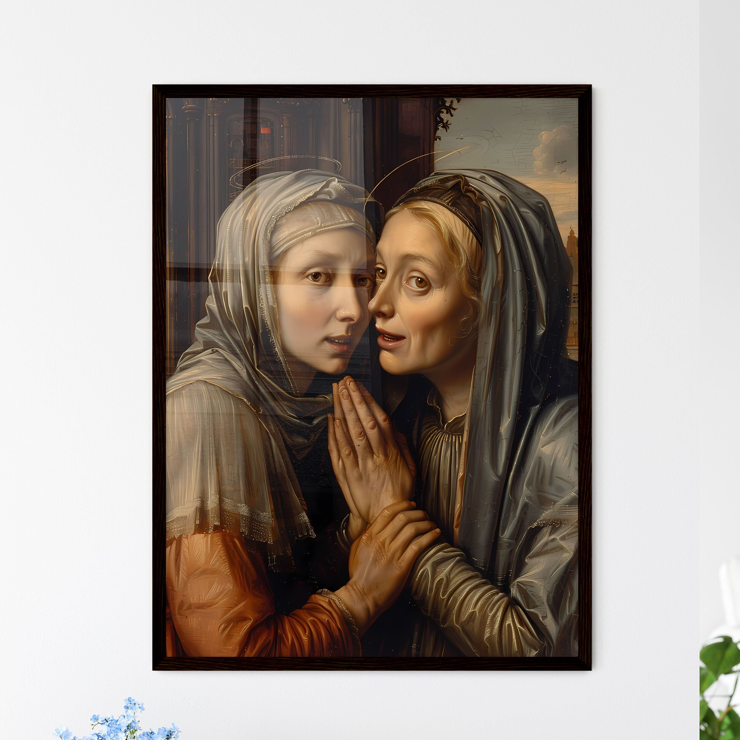 A medieval painting in a museum, the painting depicts an ecstatic ...