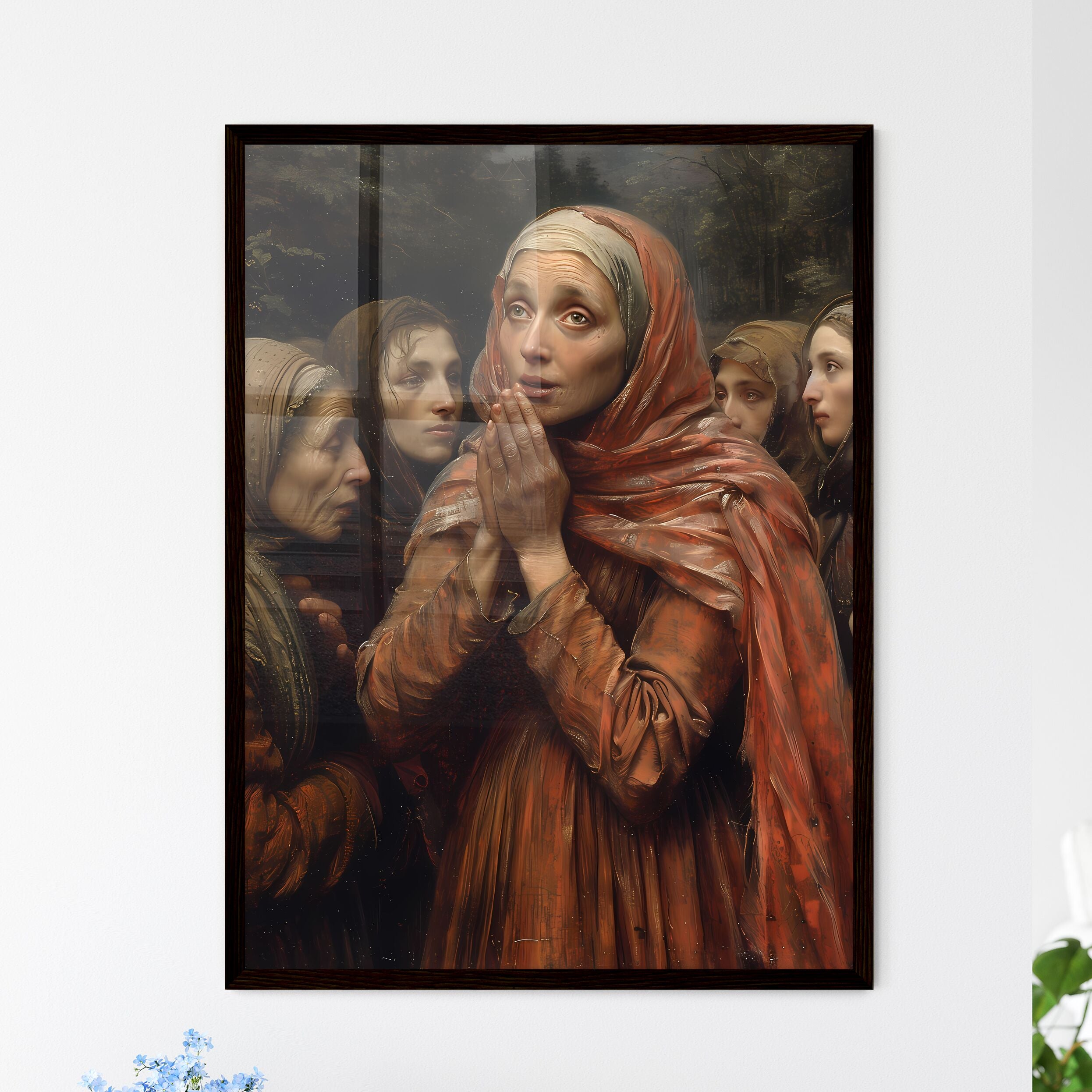 A medieval painting in a museum, the painting depicts an ecstatic ...