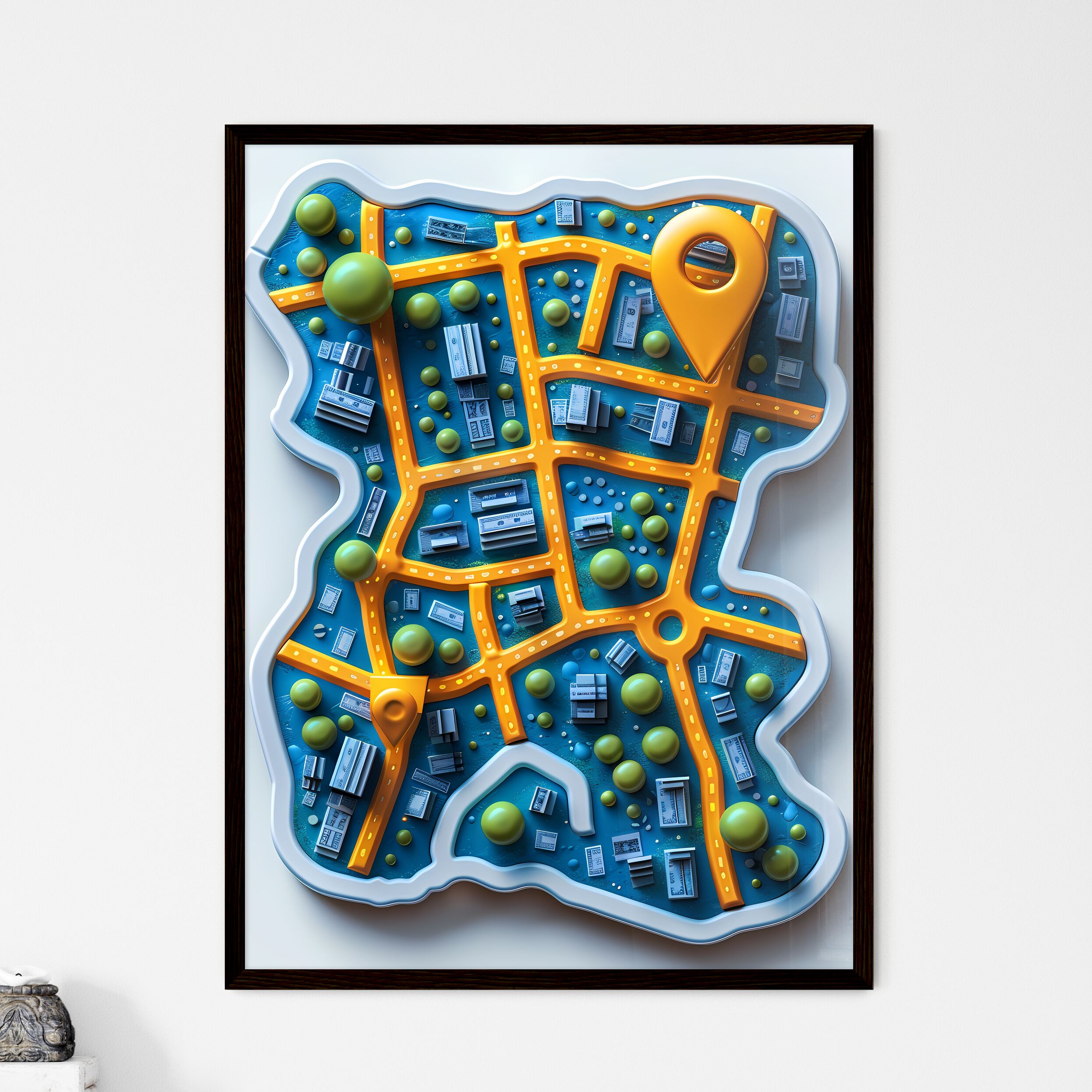 A mini map with location icon , white background , in the style of ...
