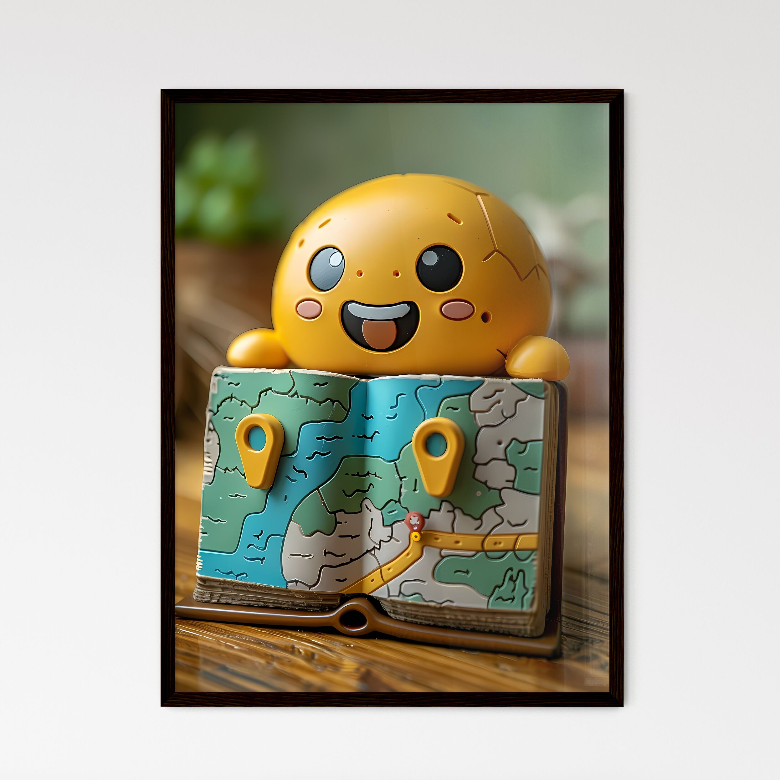 3D Map Emoji-Like Road Map With Markers - Framed Art Print – HEBSTREIT