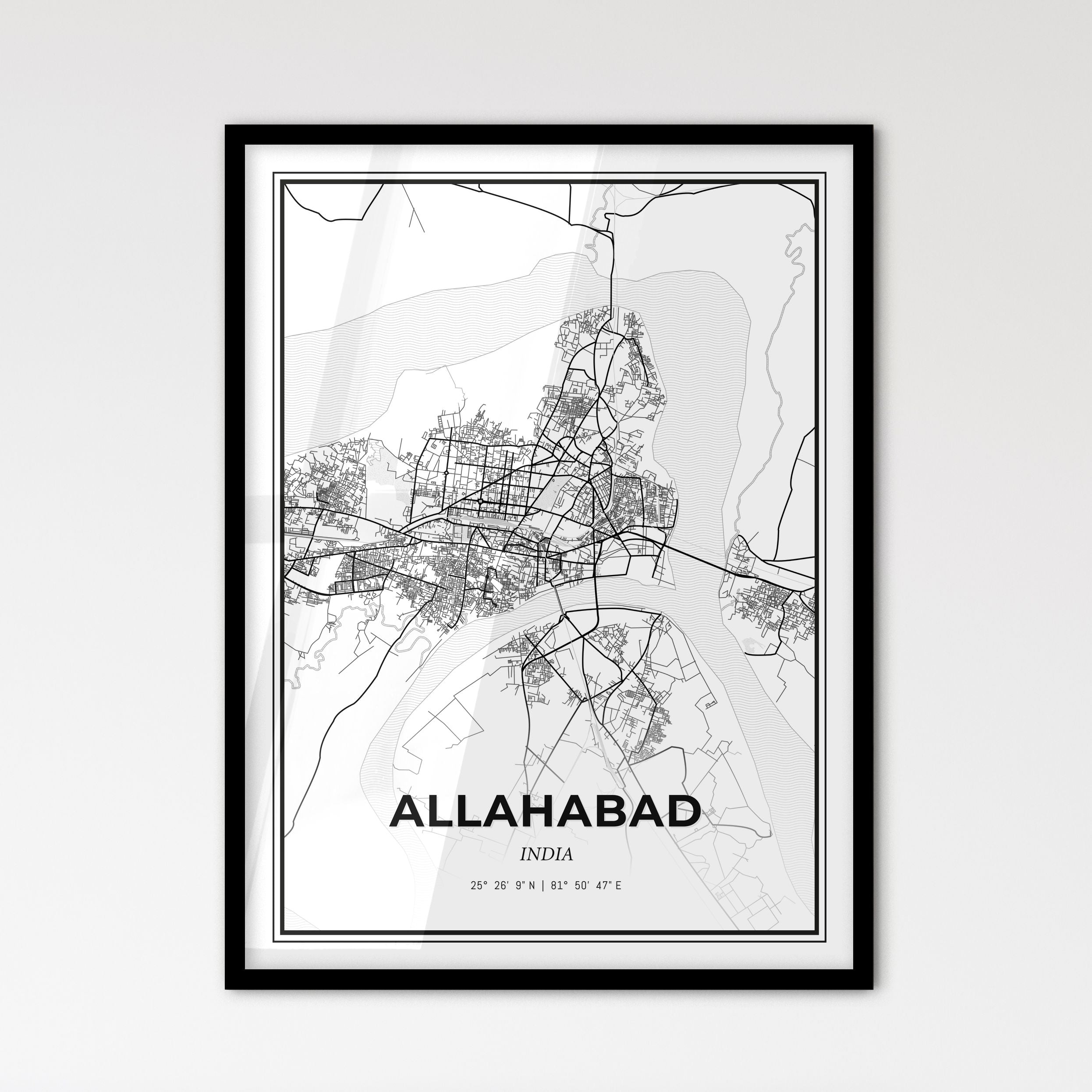 Allahabad India Scandinavian Style City Map – HEBSTREIT