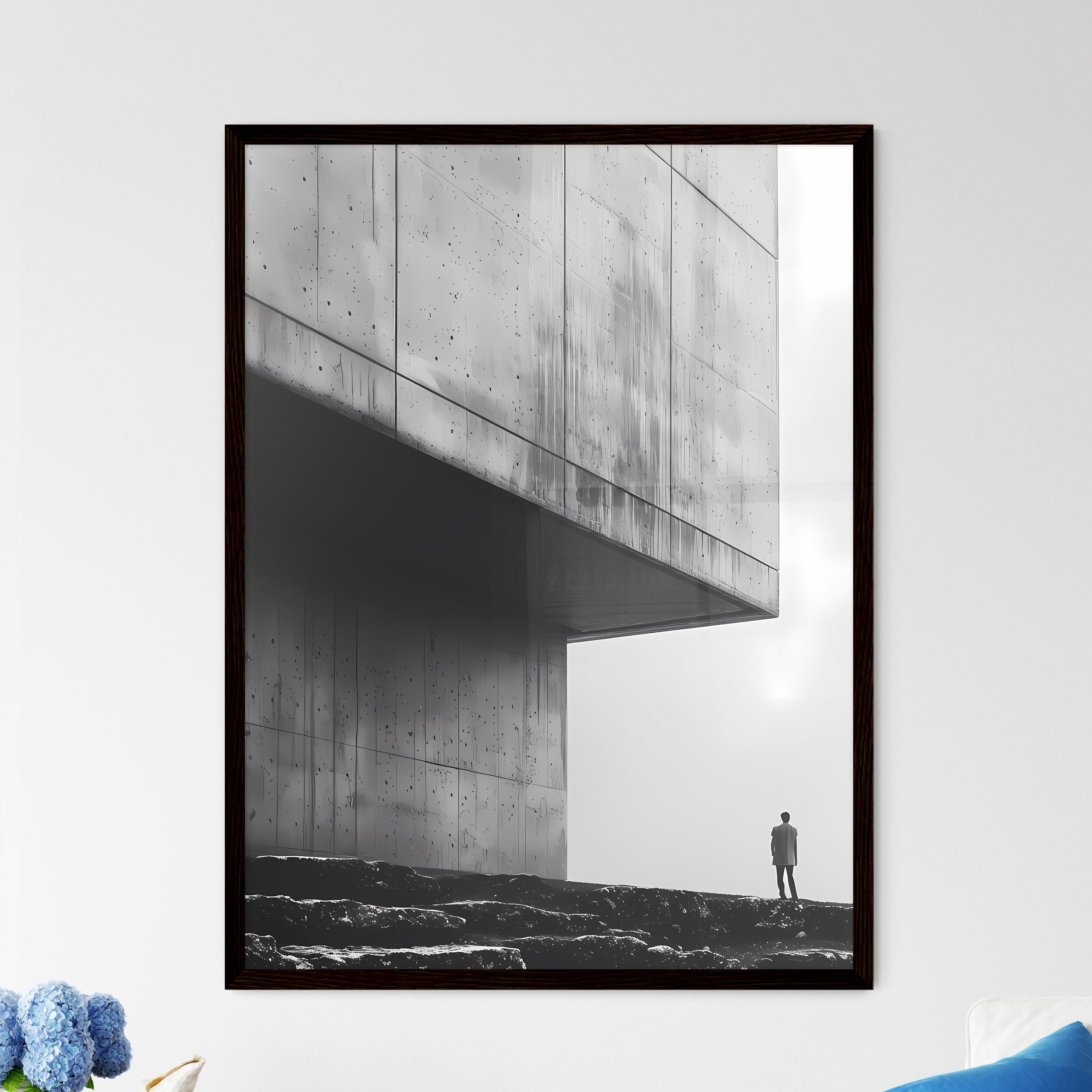 Poster design minimalist - a man standing on a ledge of a building | AI ...