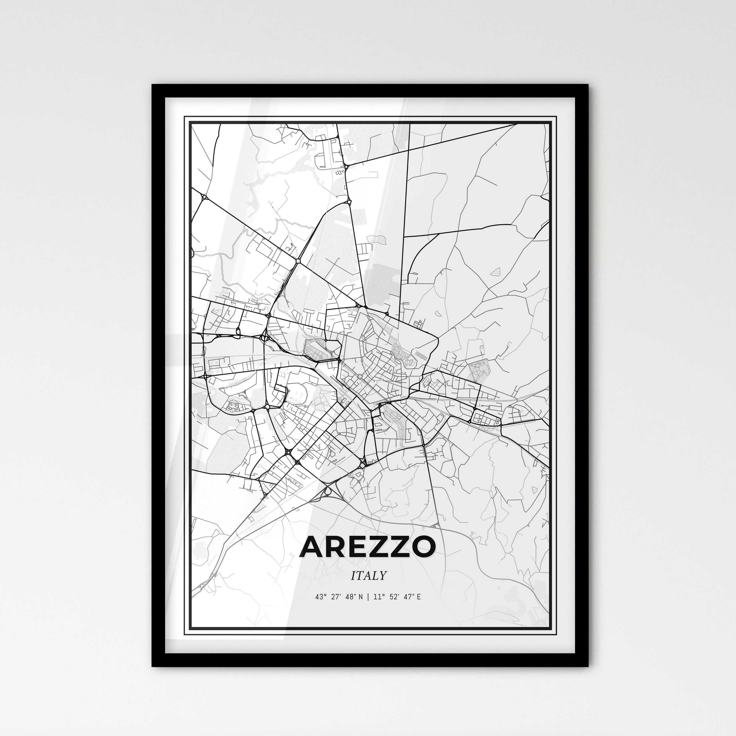 Arezzo Italy Map - Black and White Art Print – HEBSTREIT