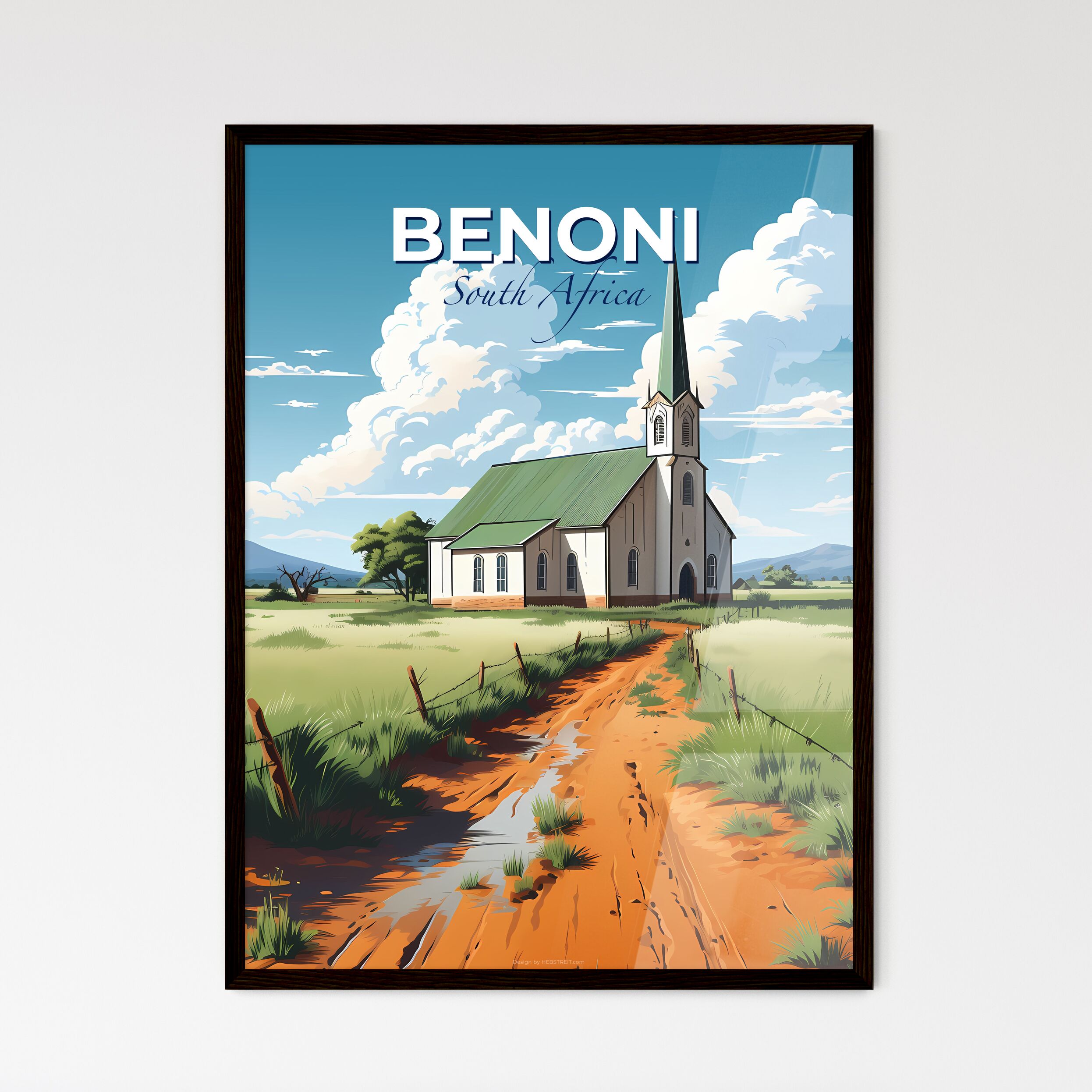 Vibrant Painting of Benoni South Africa Skyline Featuring Unique Church ...