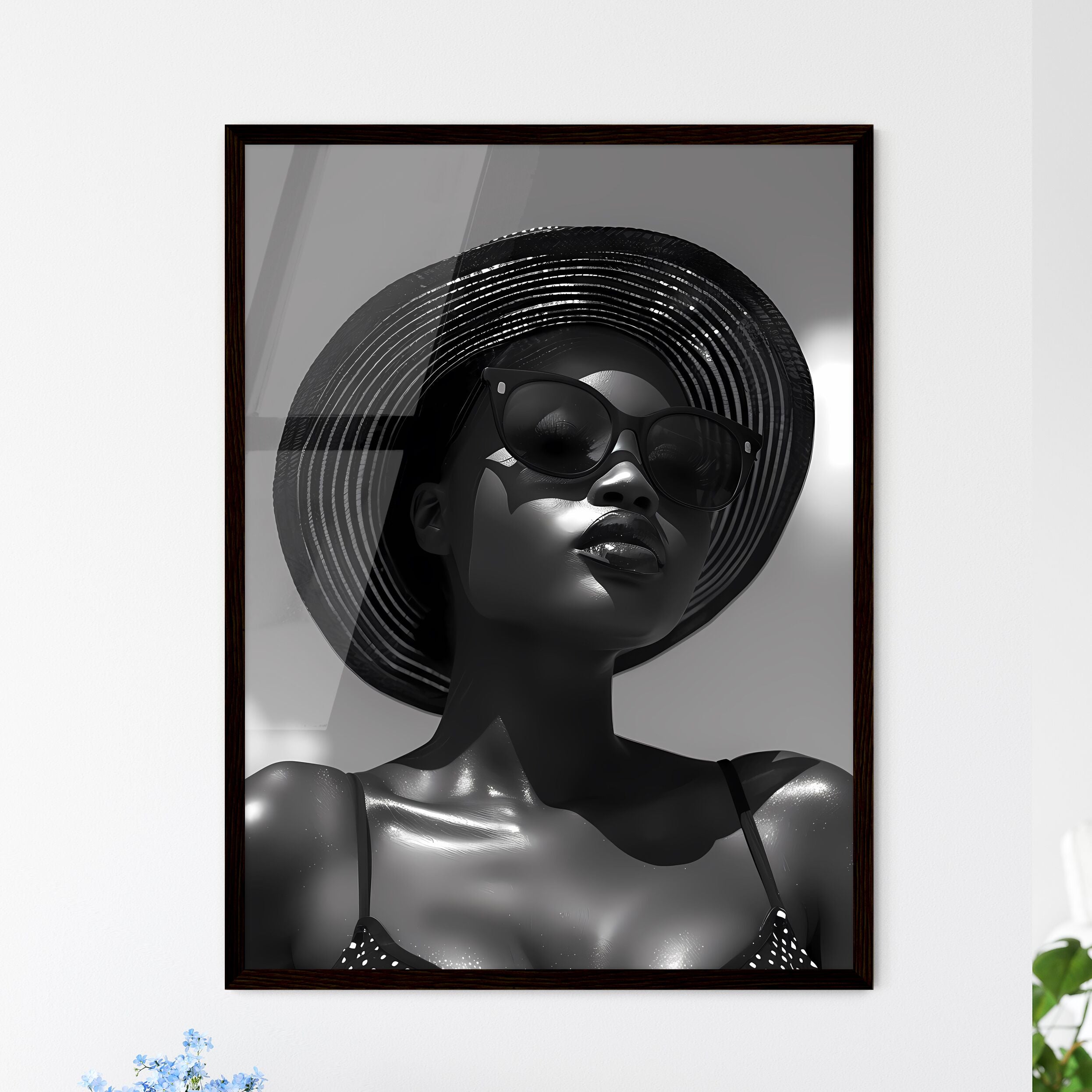 Black female, side face, standing pose, full-body, black and white ...