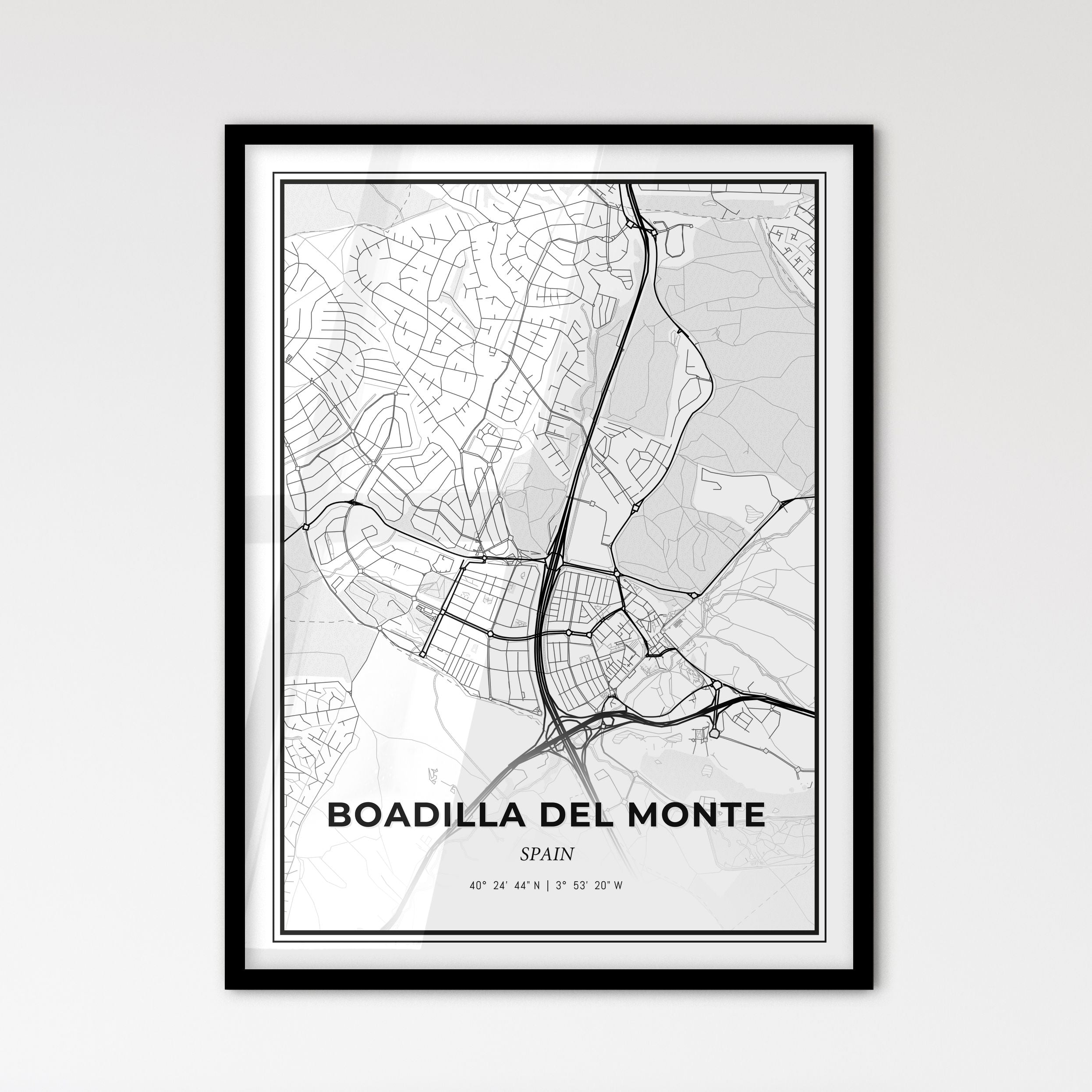Boadilla del Monte Spain Map - Black and White Art Print – HEBSTREIT