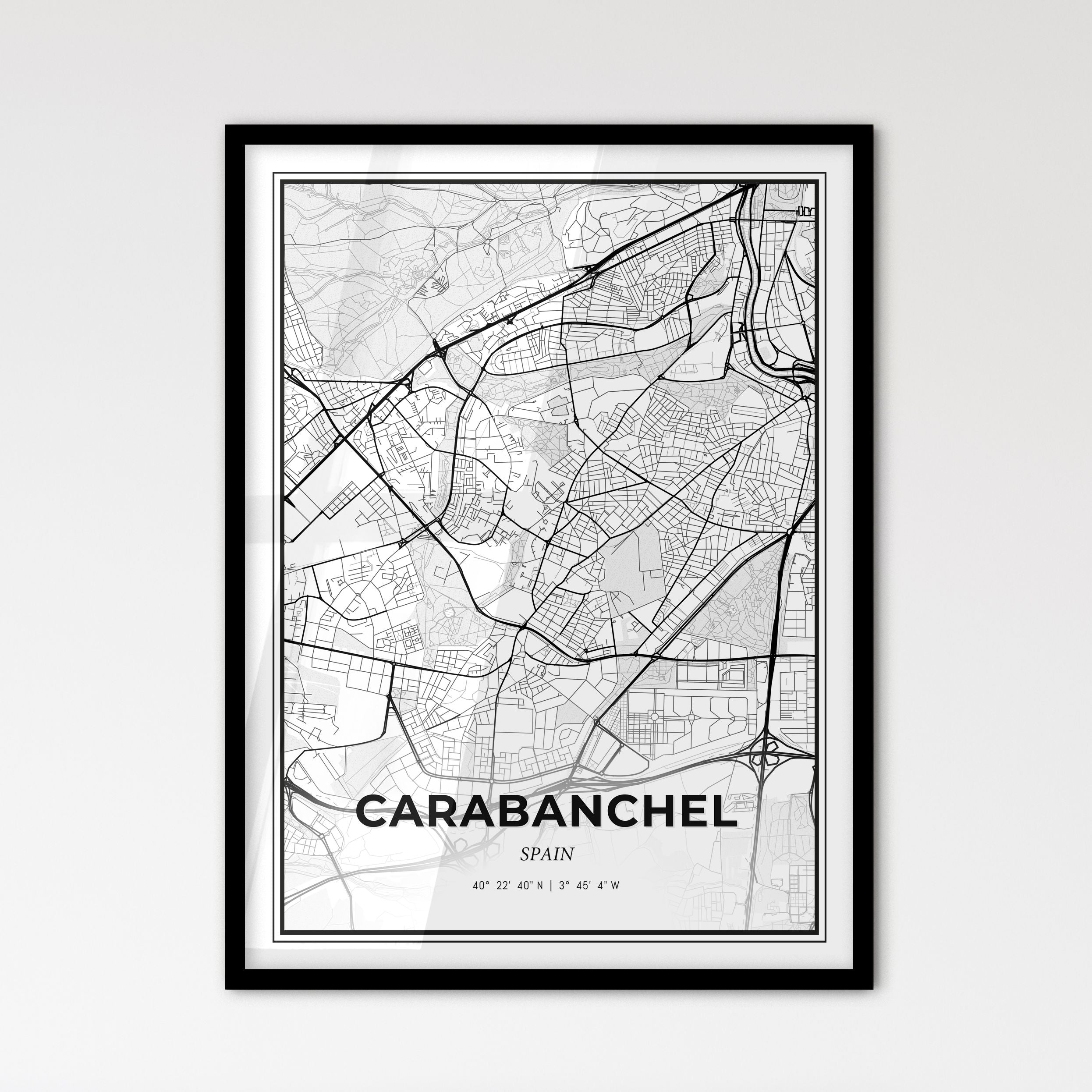 Carabanchel Spain Map - Black and White Art Print – HEBSTREIT
