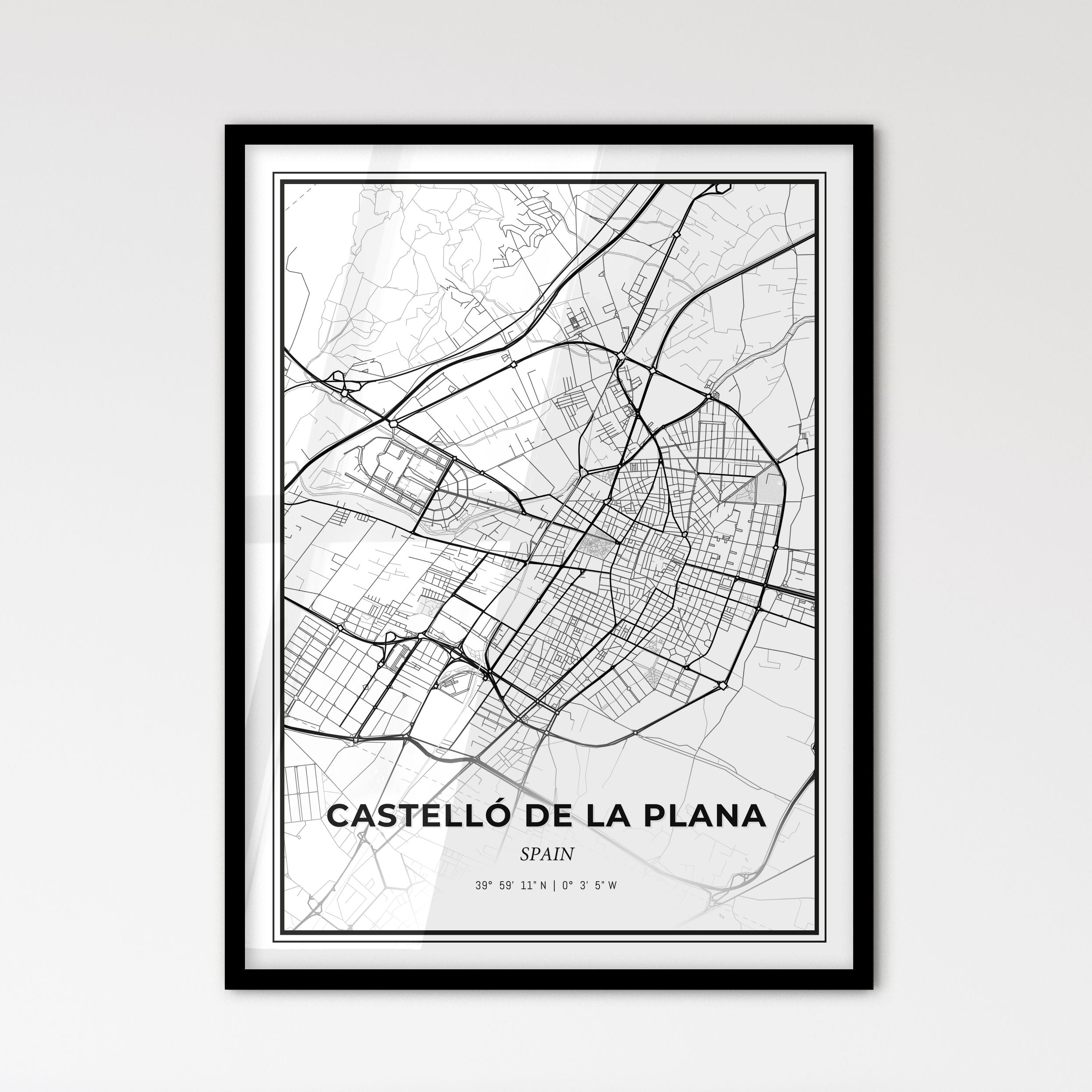 Castelló de la Plana Spain Scandinavian Style City Map – HEBSTREIT