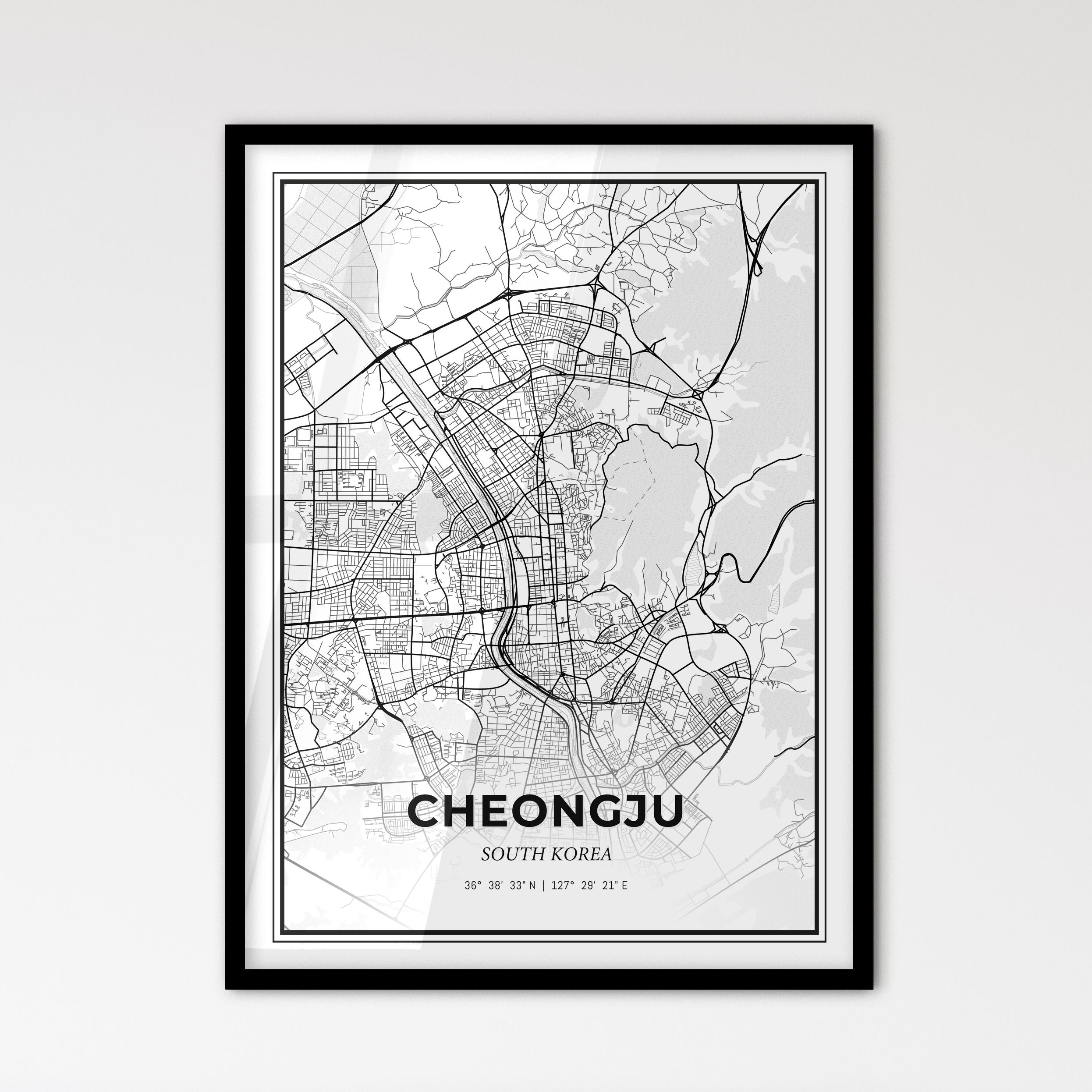 Cheongju South Korea Scandinavian Style City Map – HEBSTREIT