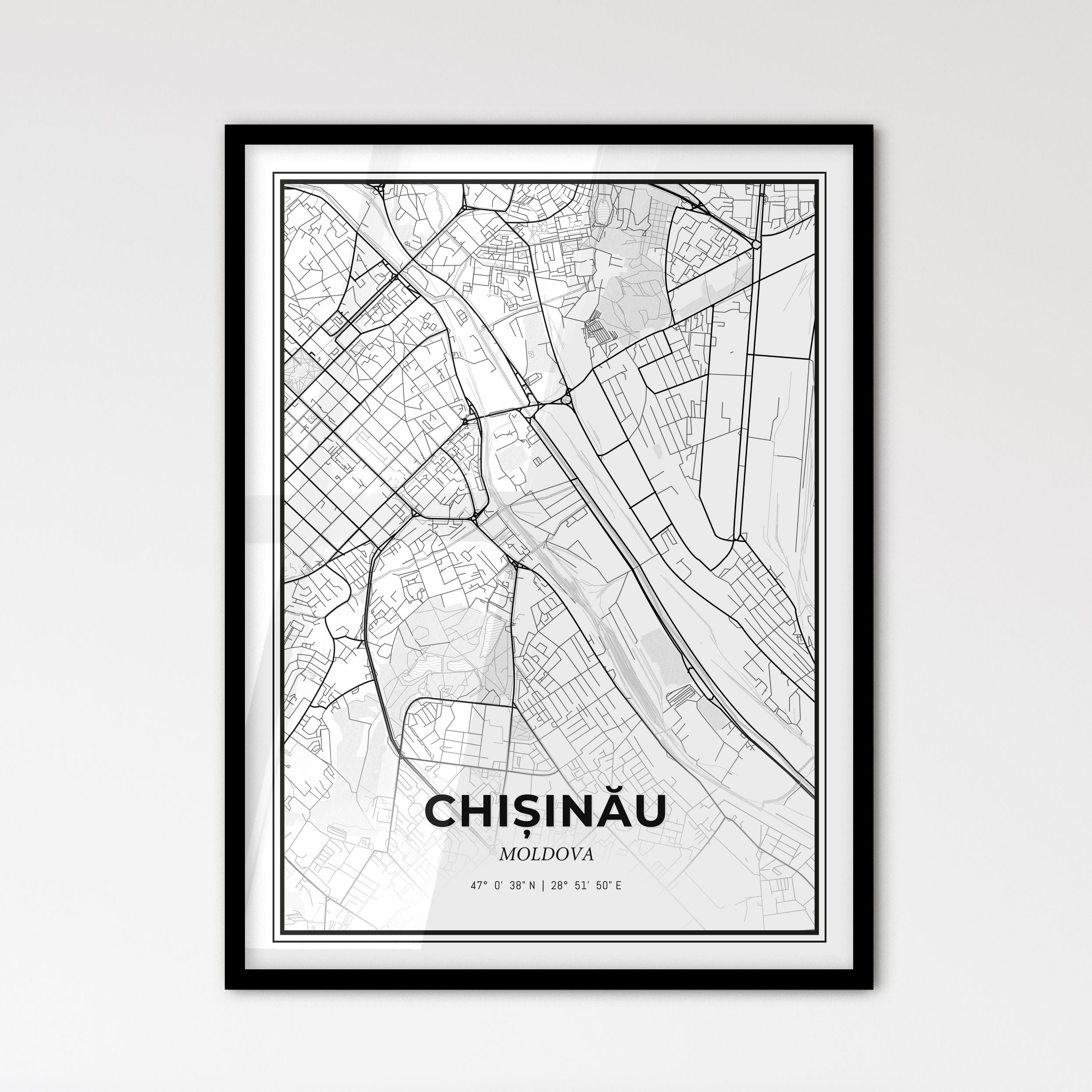 Chișinău Moldova Map - Black and White Art Print – HEBSTREIT