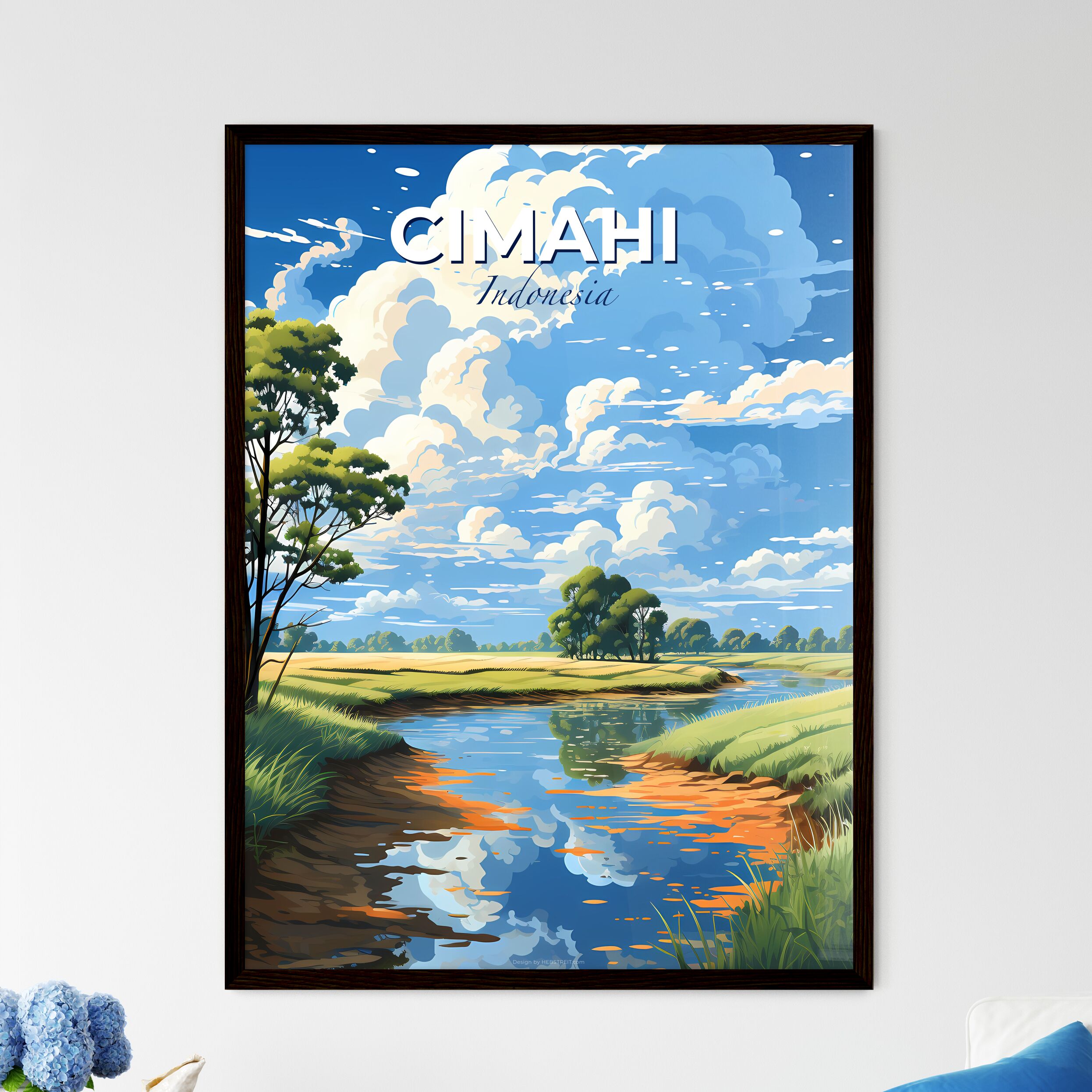 Cimahi Indonesia Skyline - a river running through a grassy field | AI ...