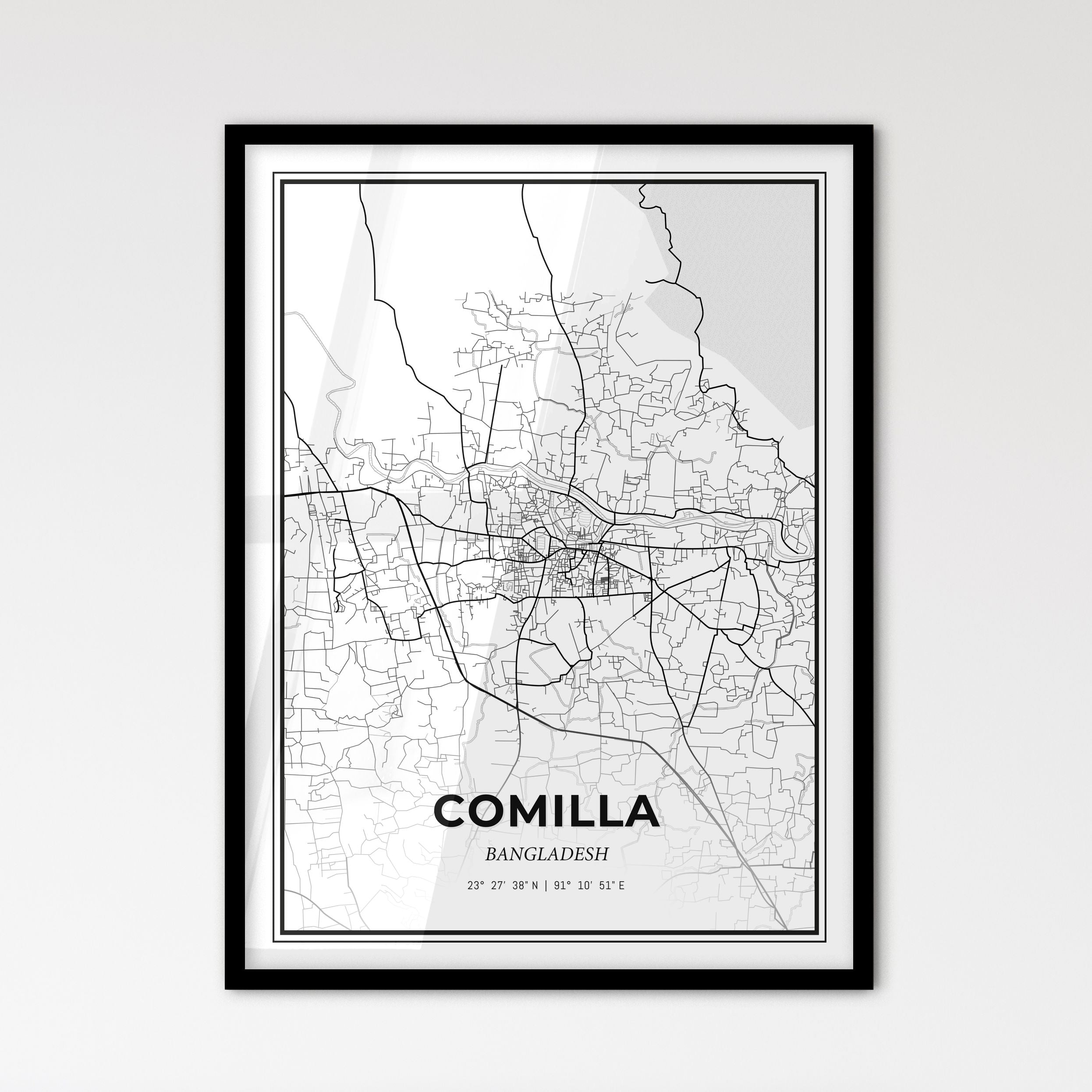 Comilla Bangladesh Map - Black and White Art Print – HEBSTREIT