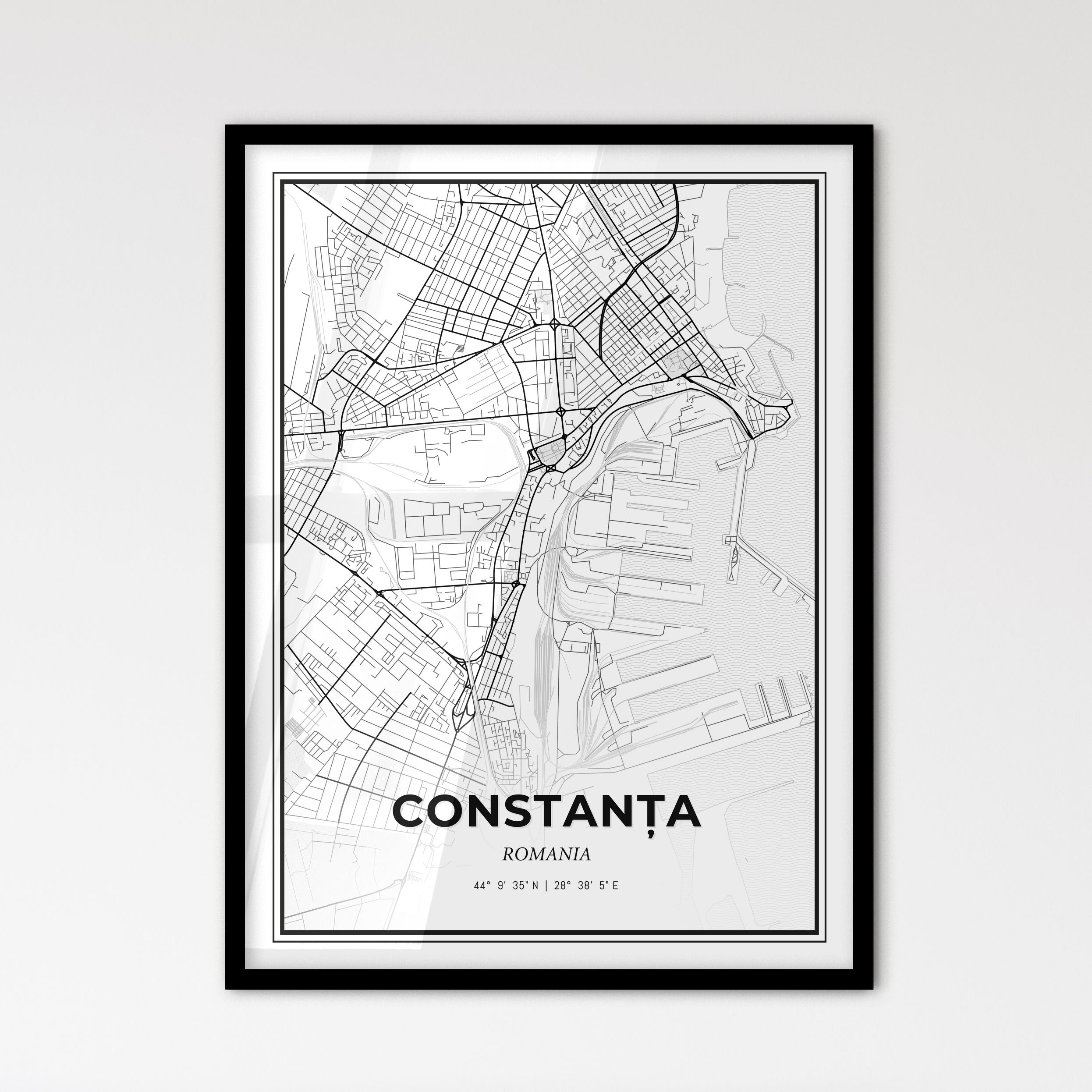 Constanța Romania Map - Black and White Art Print – HEBSTREIT