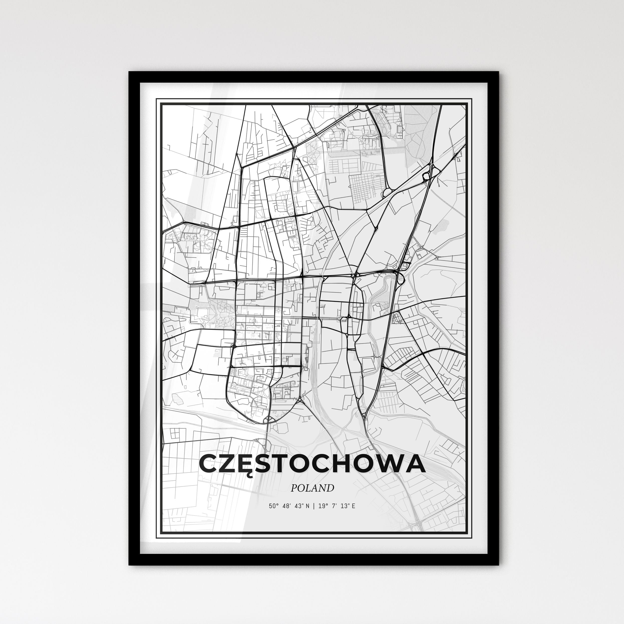 Częstochowa Poland Scandinavian Style City Map – HEBSTREIT