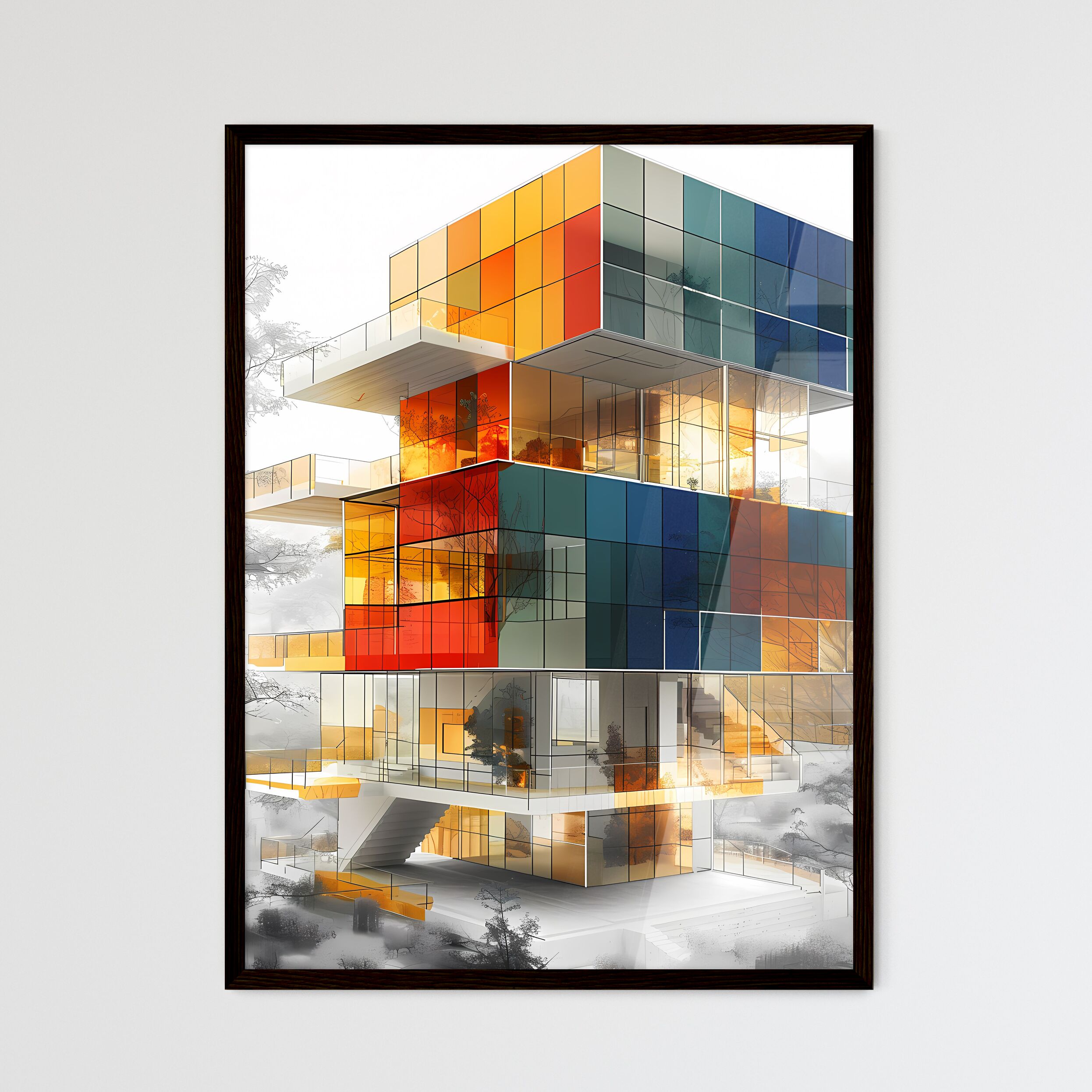 Of architectural color palettes, symbolizing the midpoint of a project ...