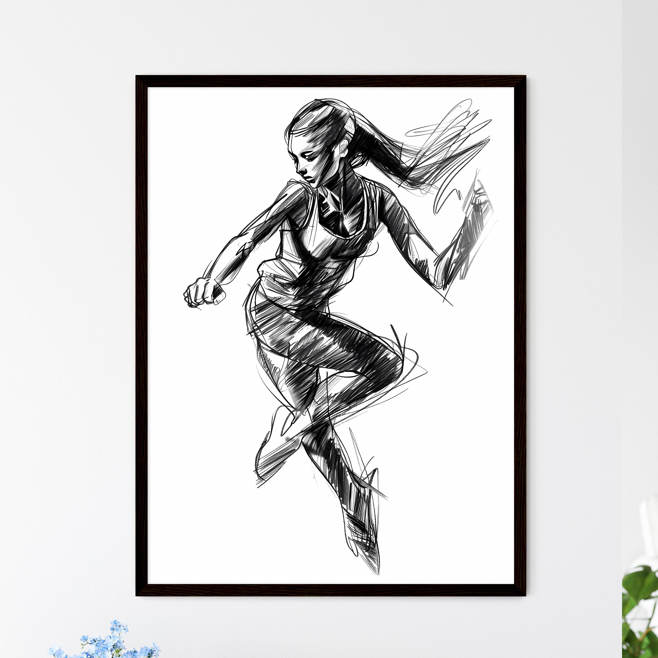 Female figure drawing pencil work, in the style of aggressive digital ...