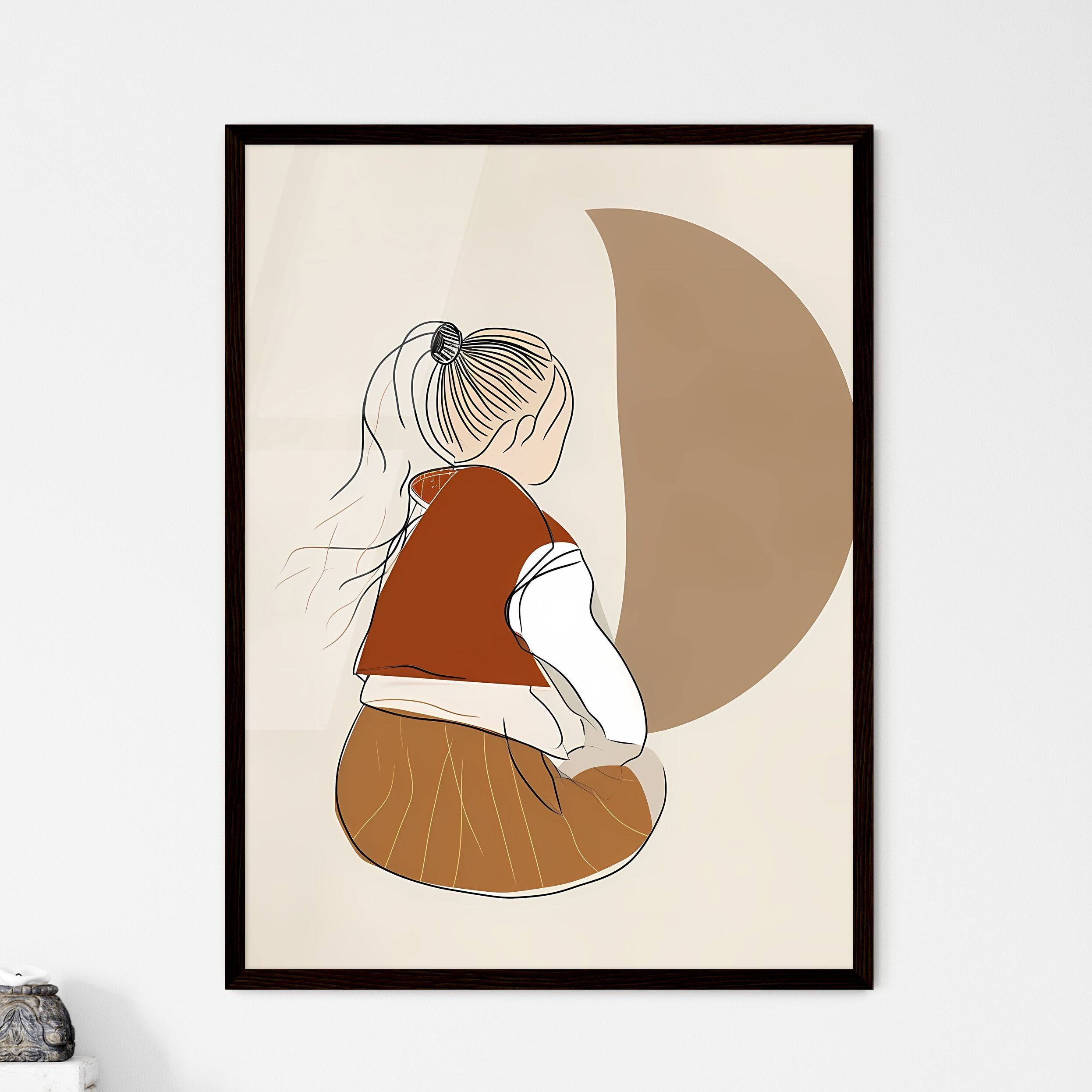 Female upper body, line art, papier couchÃ© art poster, muted color ...