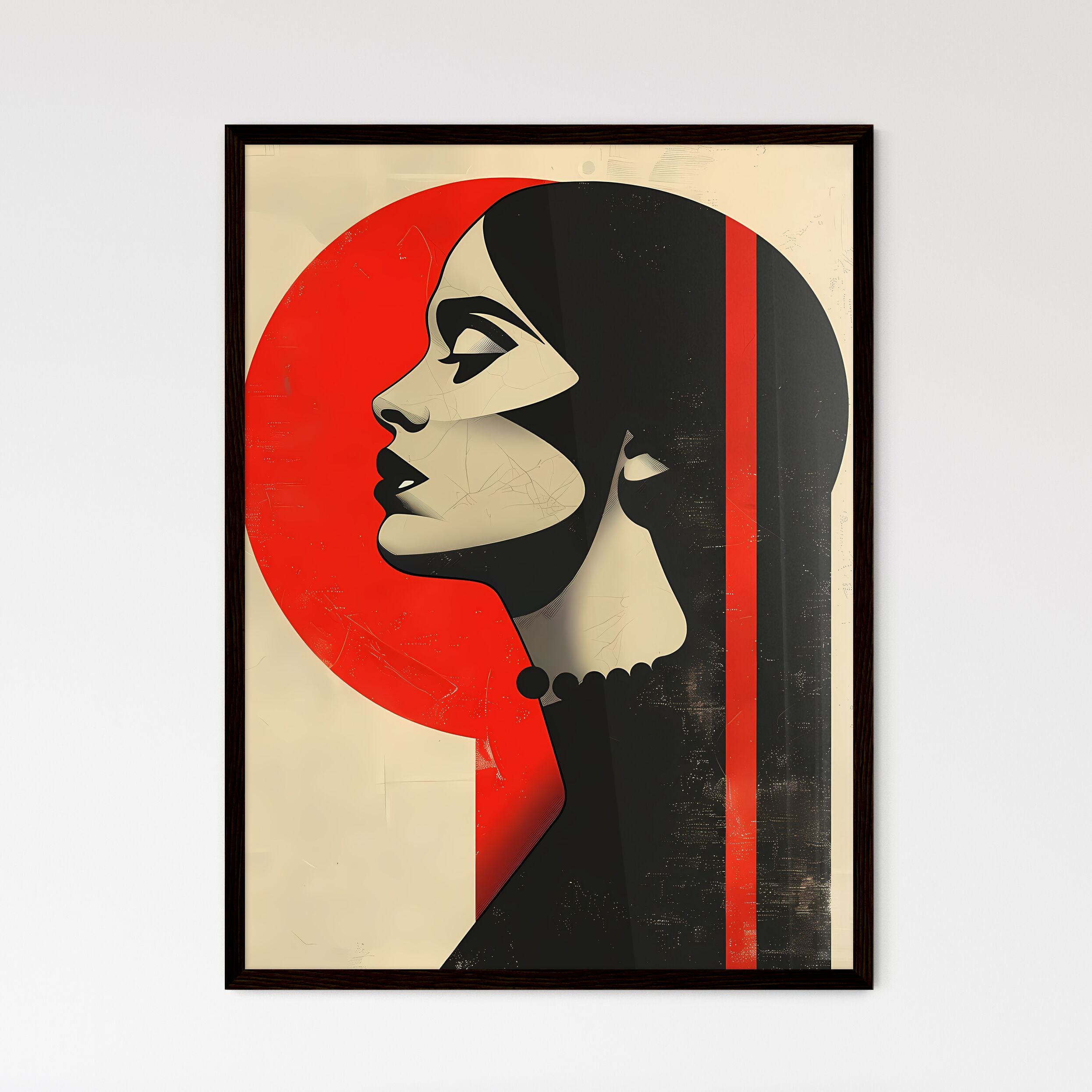 Geometric vector grafic logo of minimal femaile, black and red, simple ...