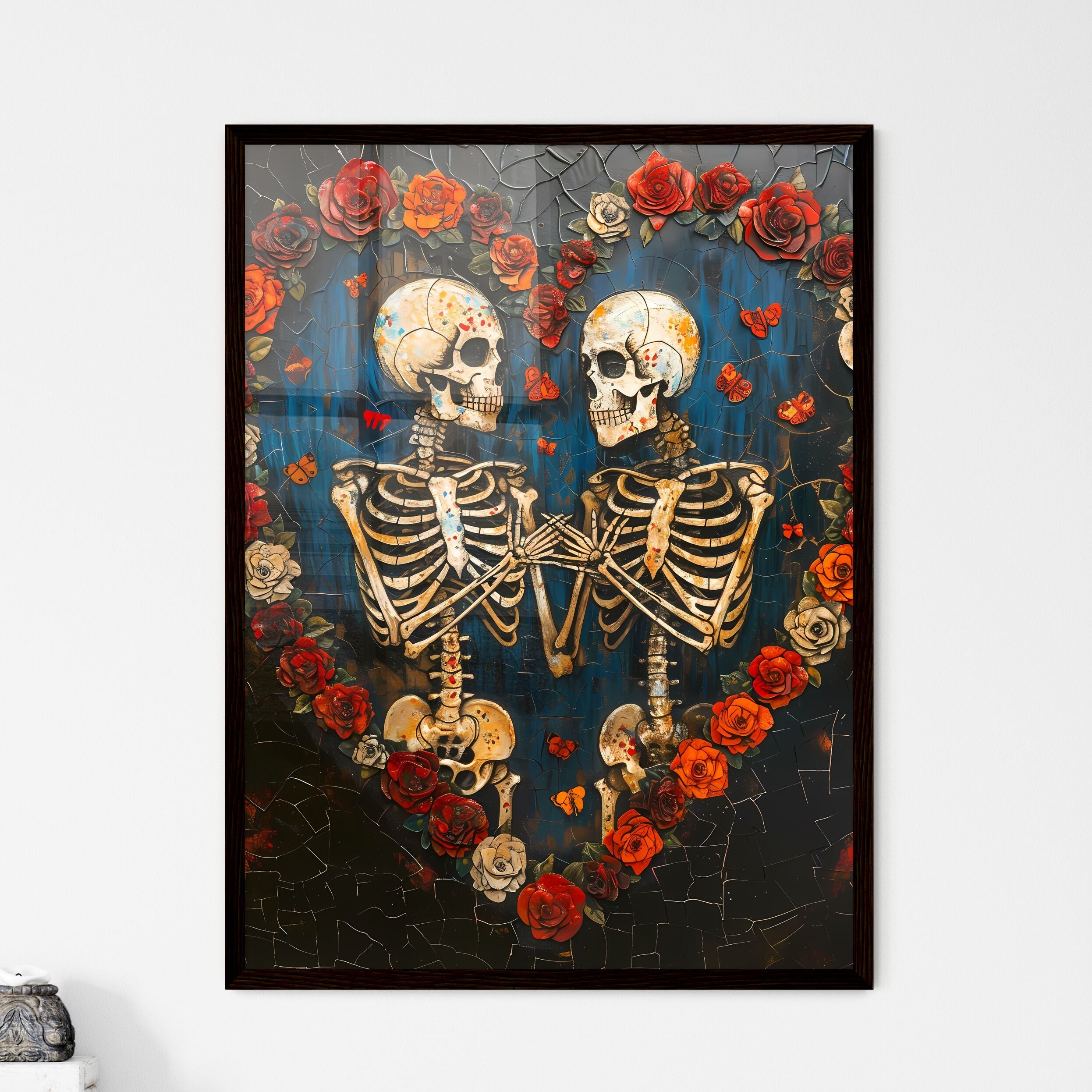 Surrealist Blue Red Botanical Bohemian Heart - Framed Art Print – HEBSTREIT