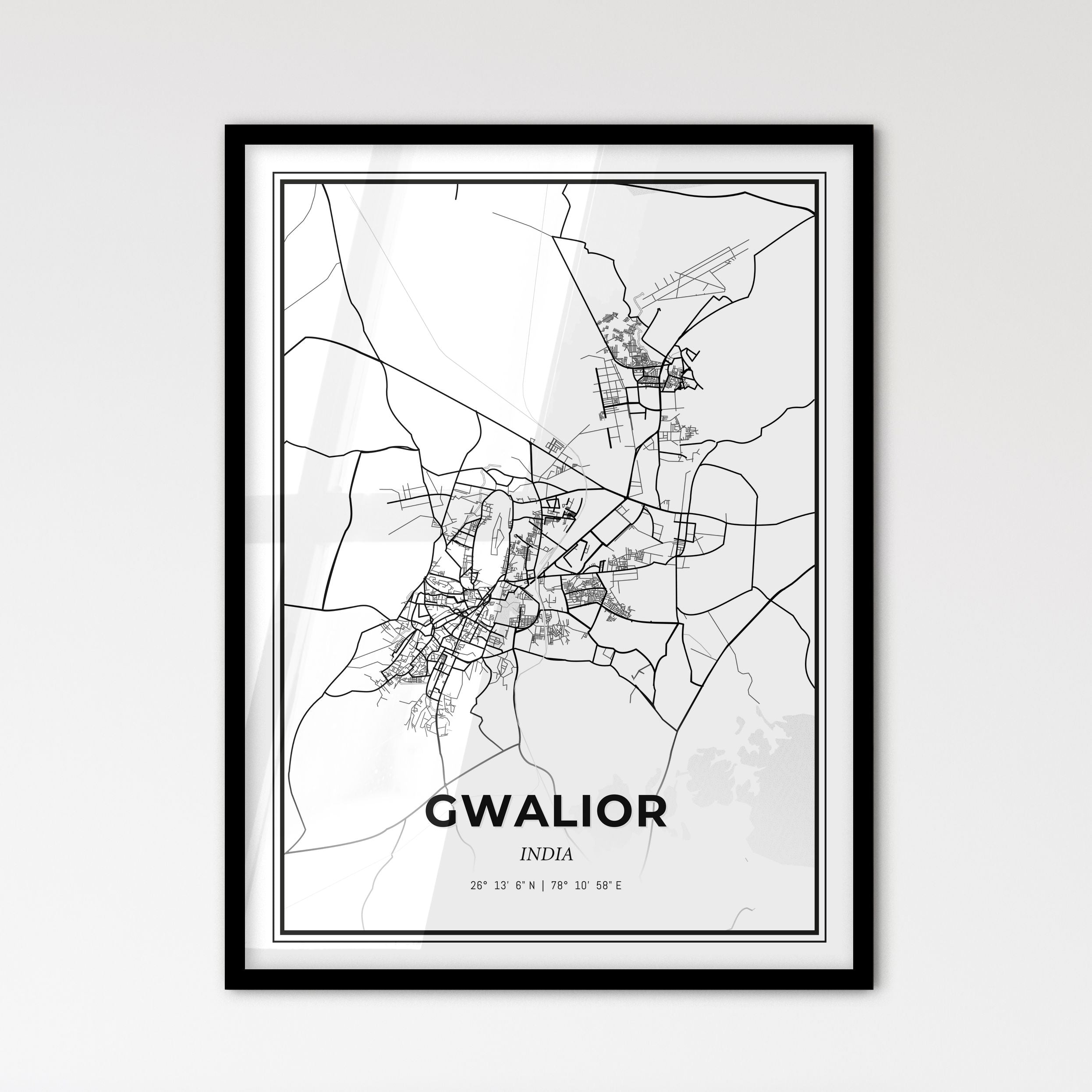 Gwalior India Scandinavian Style City Map – HEBSTREIT