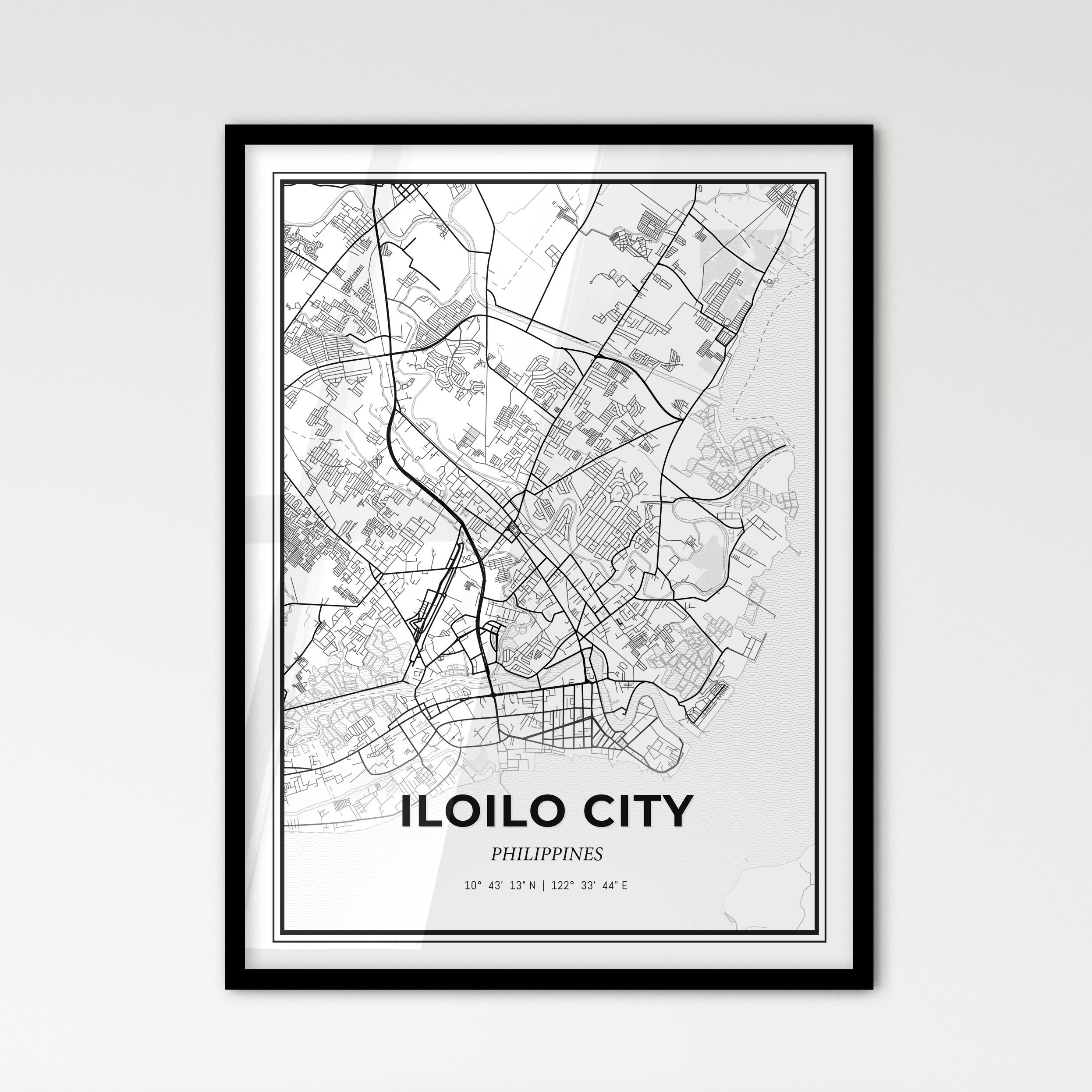 Iloilo City Philippines Map - Black and White Art Print – HEBSTREIT