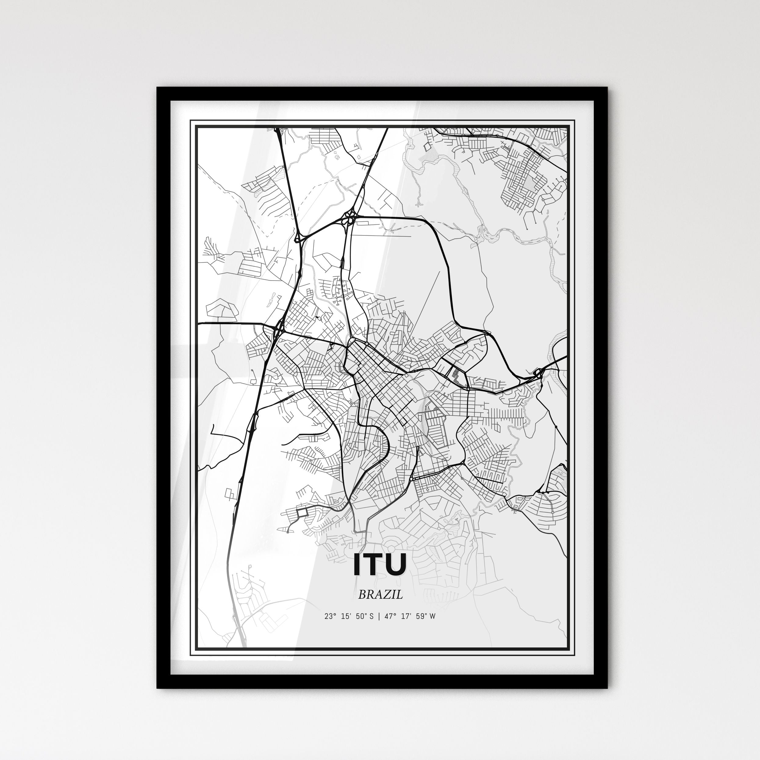 Itu Brazil Map - Black and White Art Print – HEBSTREIT