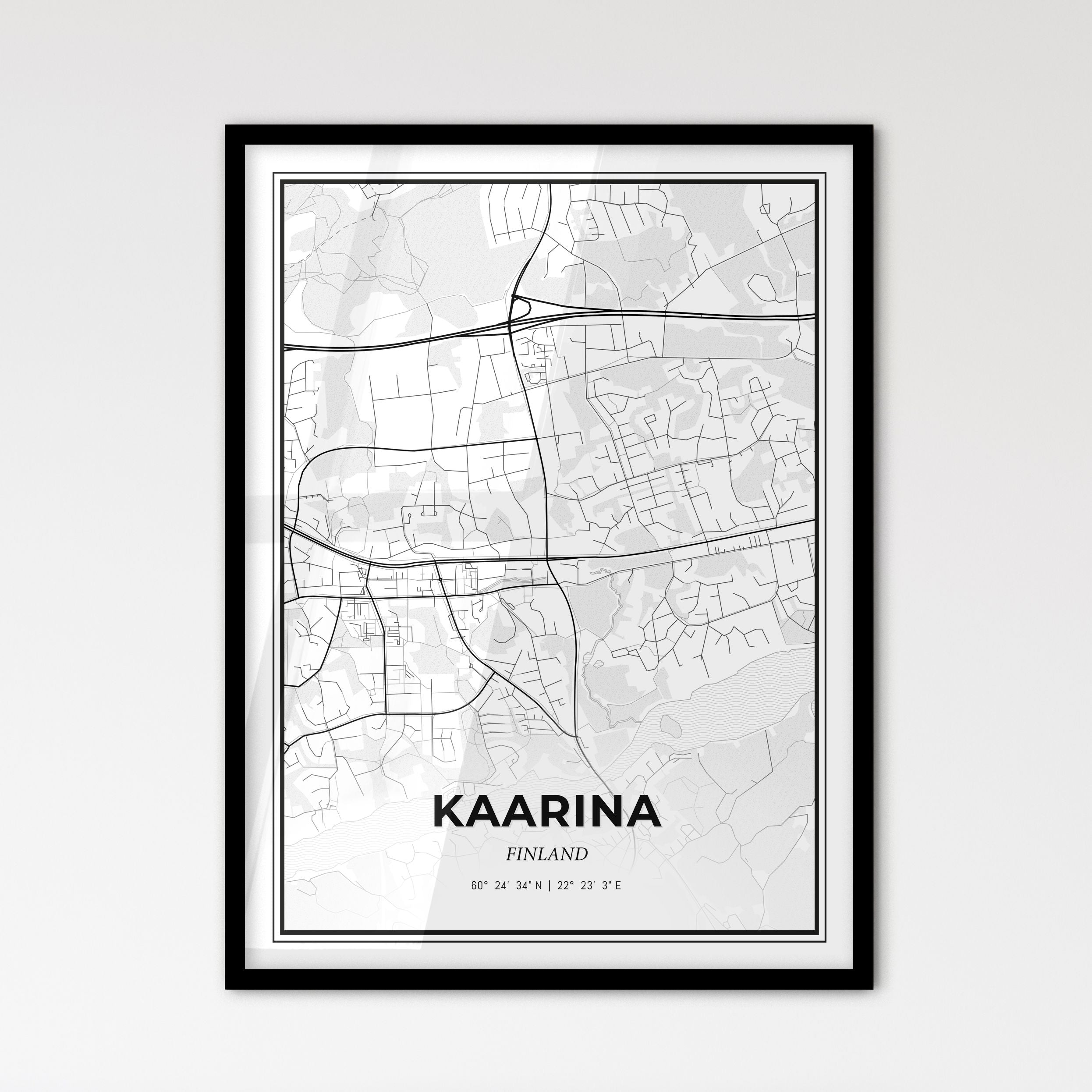 Kaarina Finland Map - Black and White Art Print – HEBSTREIT