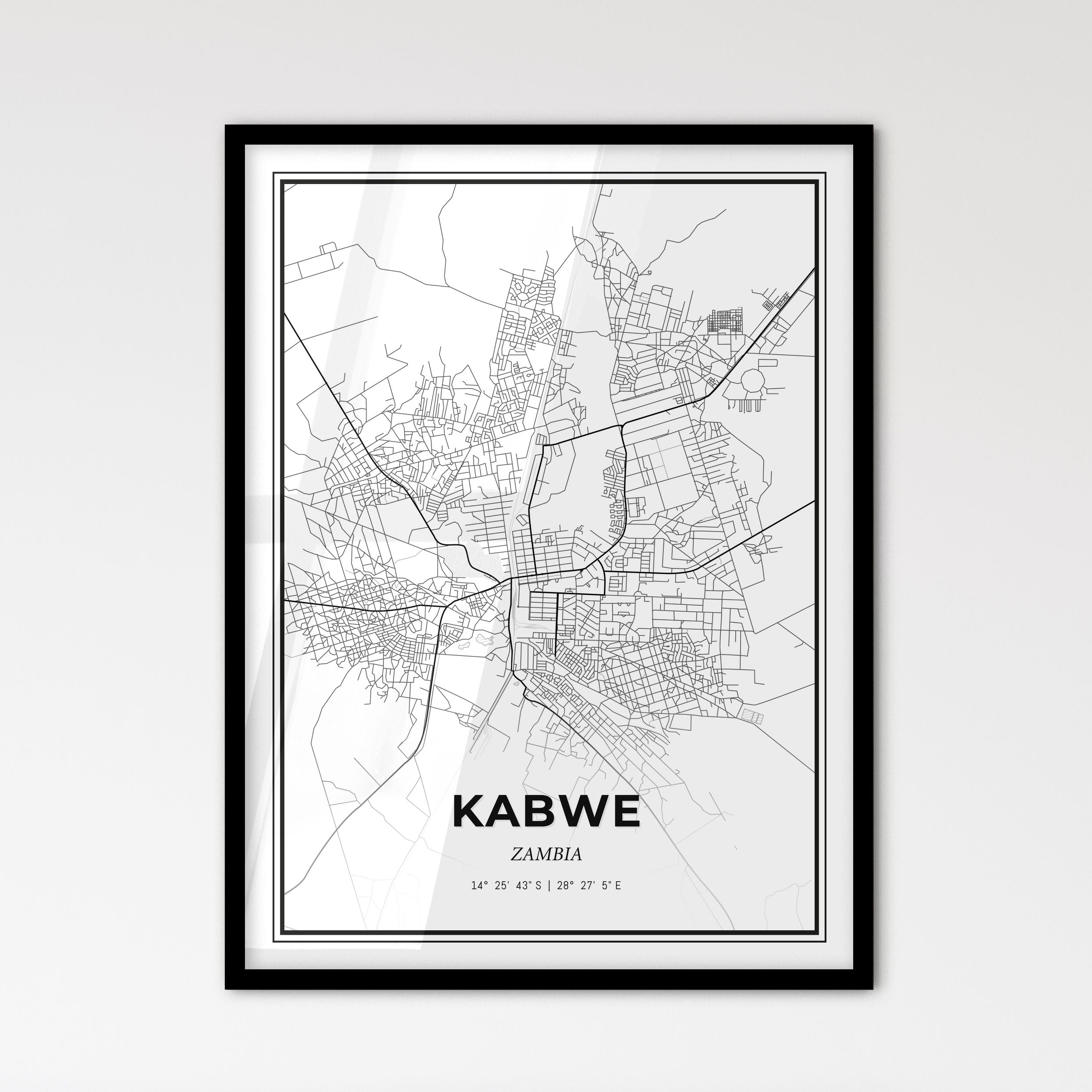 Kabwe Zambia Scandinavian Style City Map – HEBSTREIT