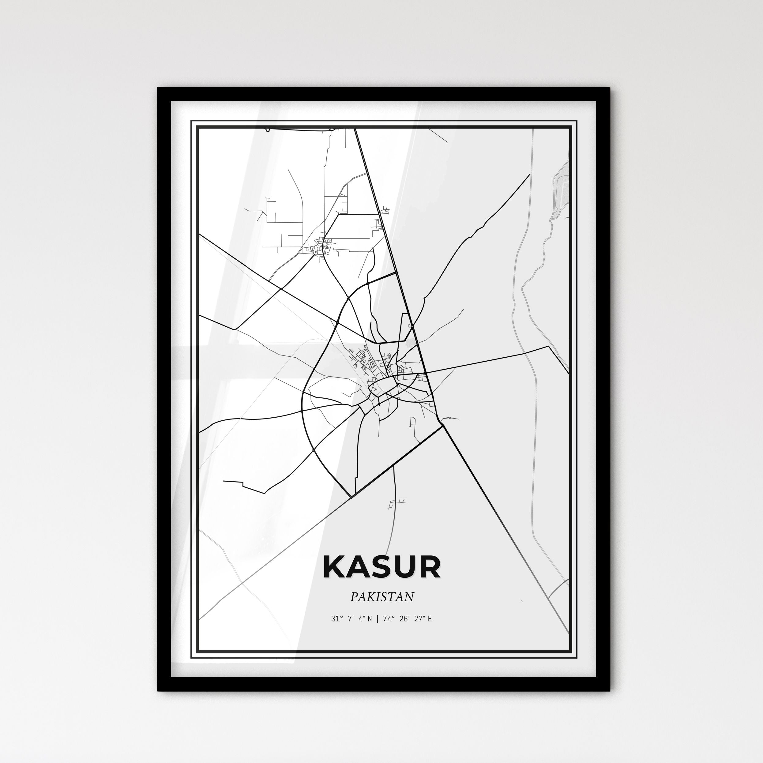 Kasur Pakistan Scandinavian Style City Map – HEBSTREIT