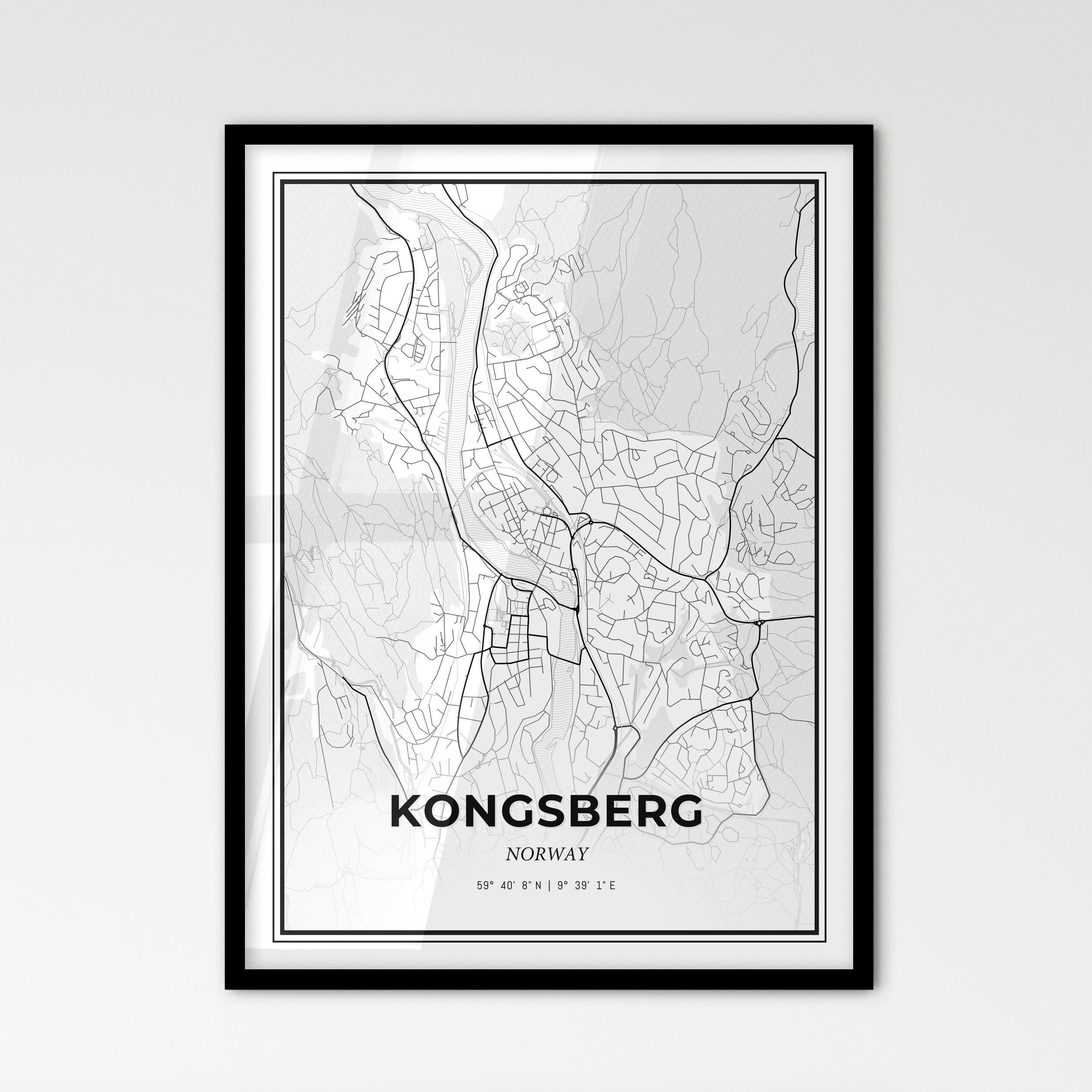 Kongsberg Norway Scandinavian Style City Map – HEBSTREIT