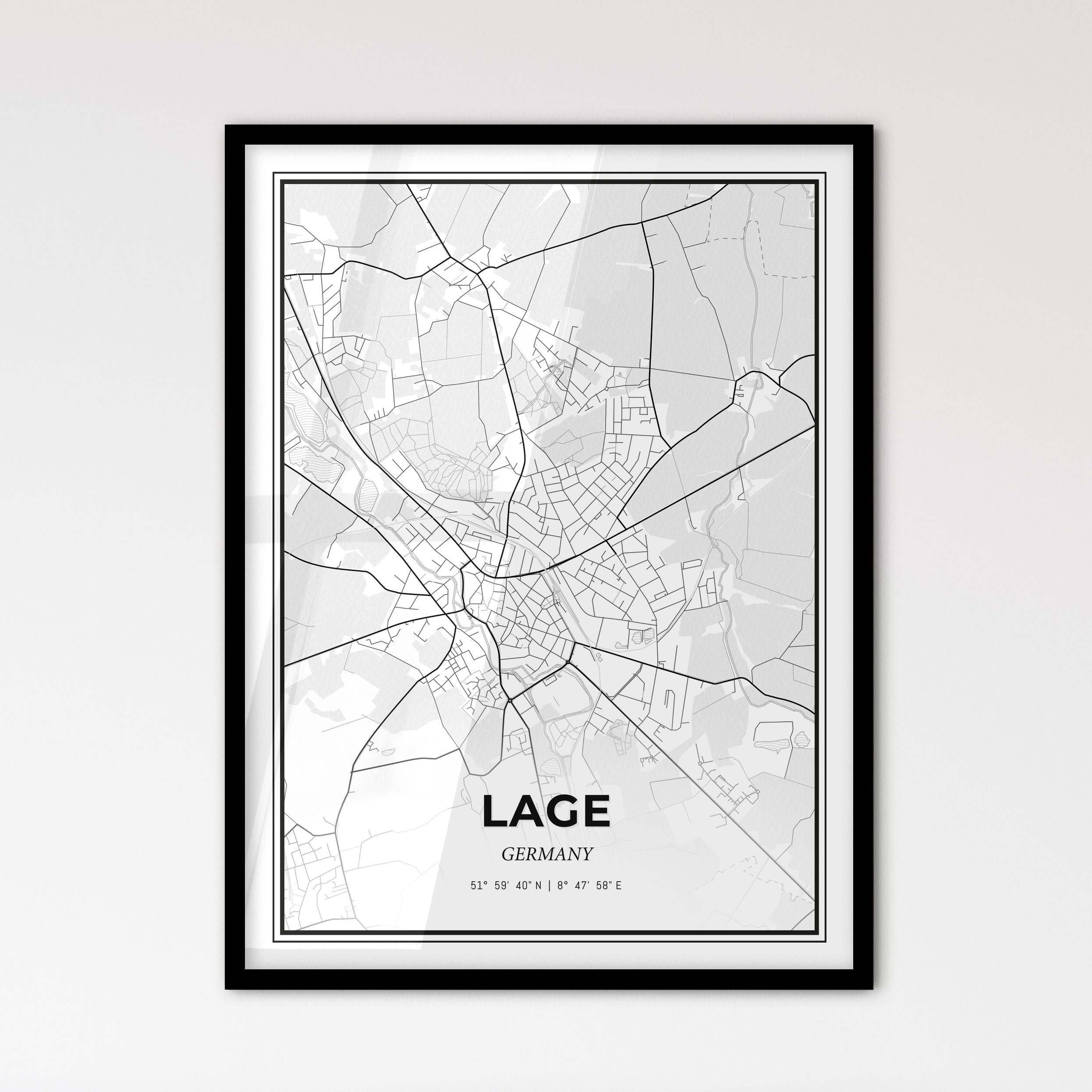 Lage Germany Scandinavian Style City Map – HEBSTREIT