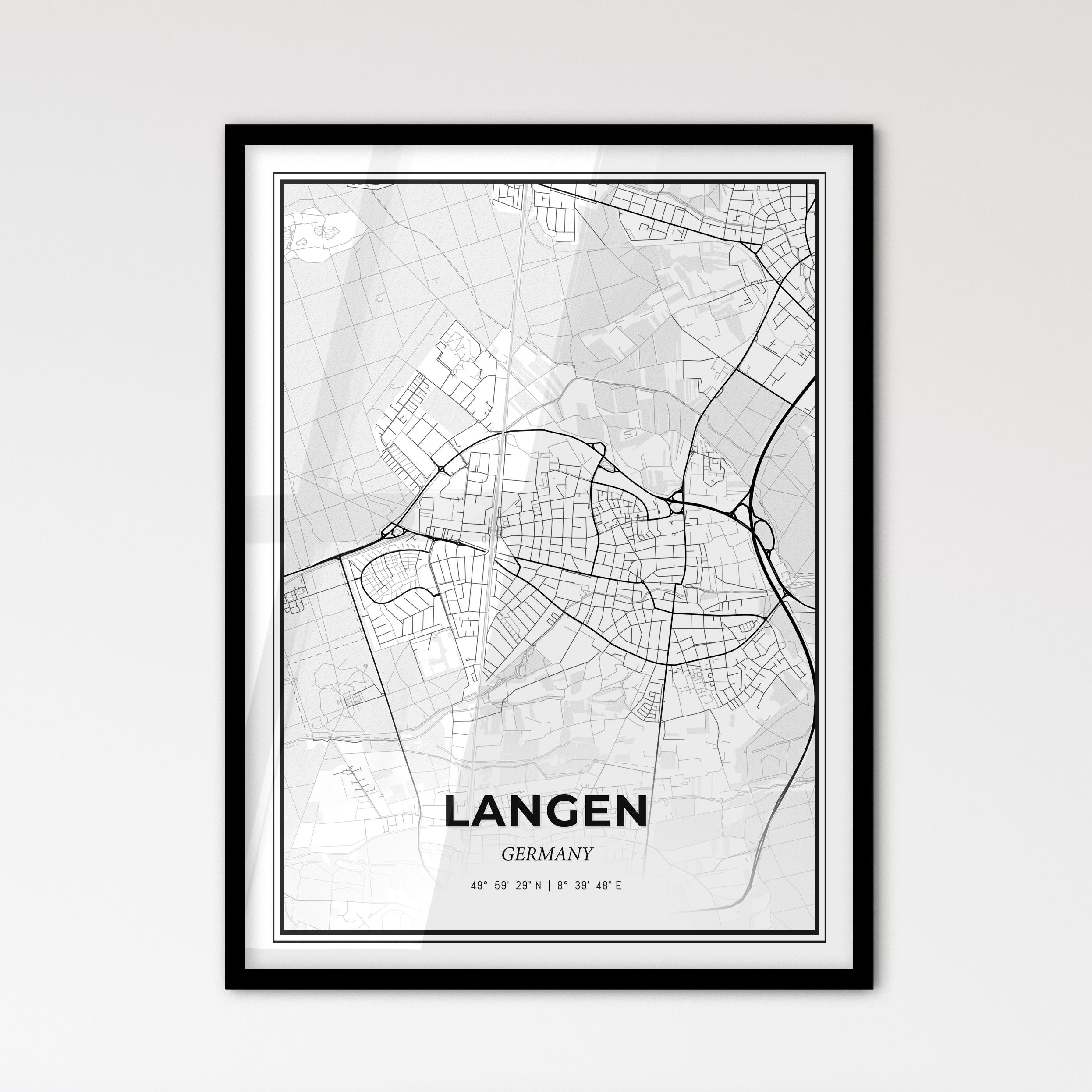 Langen Germany Scandinavian Style City Map – HEBSTREIT