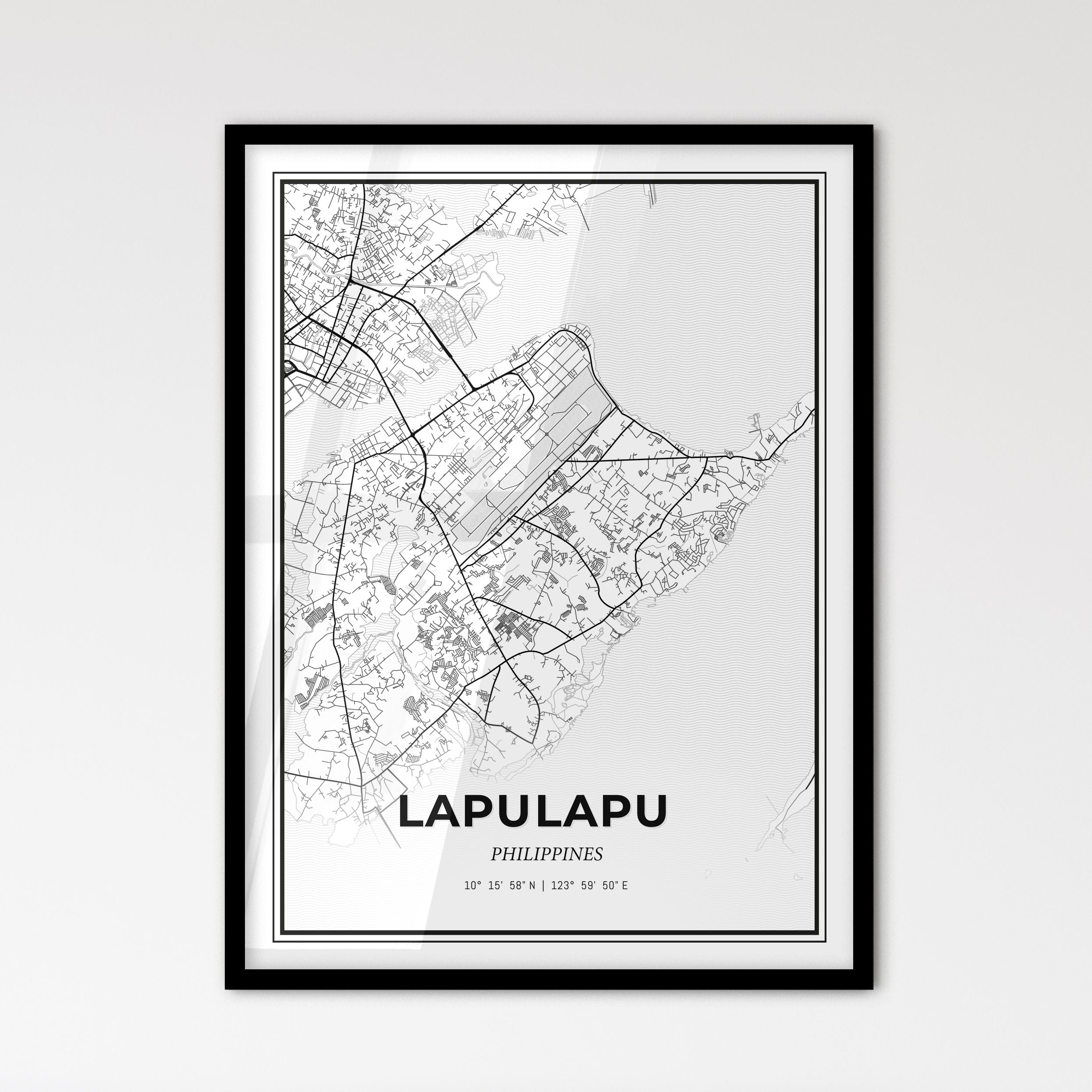 Lapu‑Lapu Philippines Map - Black and White Art Print – HEBSTREIT